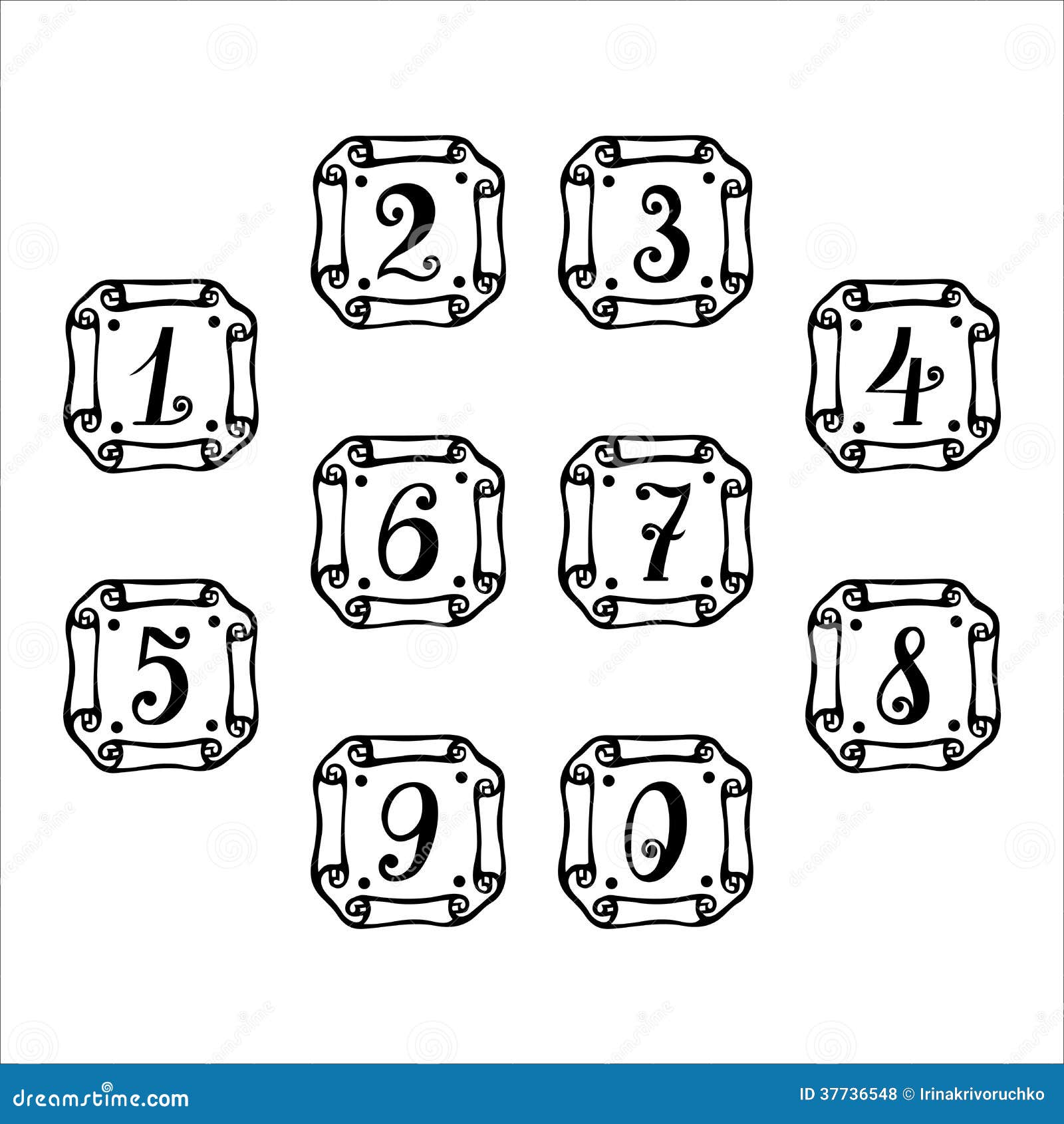 Set of Vintage Numbers stock vector. Illustration of flourish - 37736548