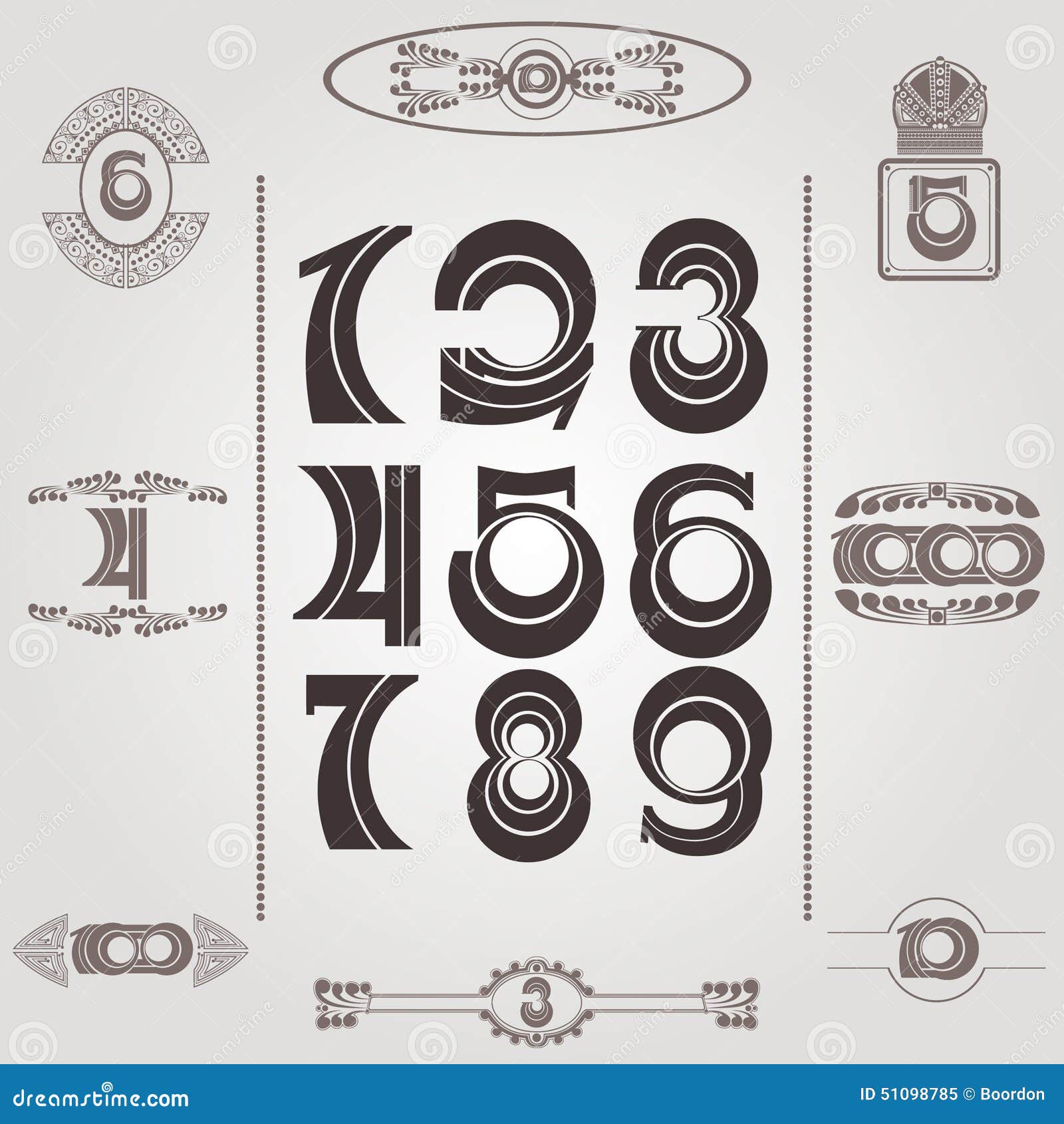 Set of vintage numbers stock vector. Illustration of card - 51098785
