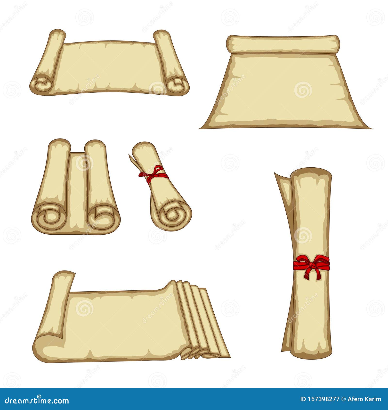 Set of Vintage Old Paper Scrolled Stock Vector - Illustration of ...