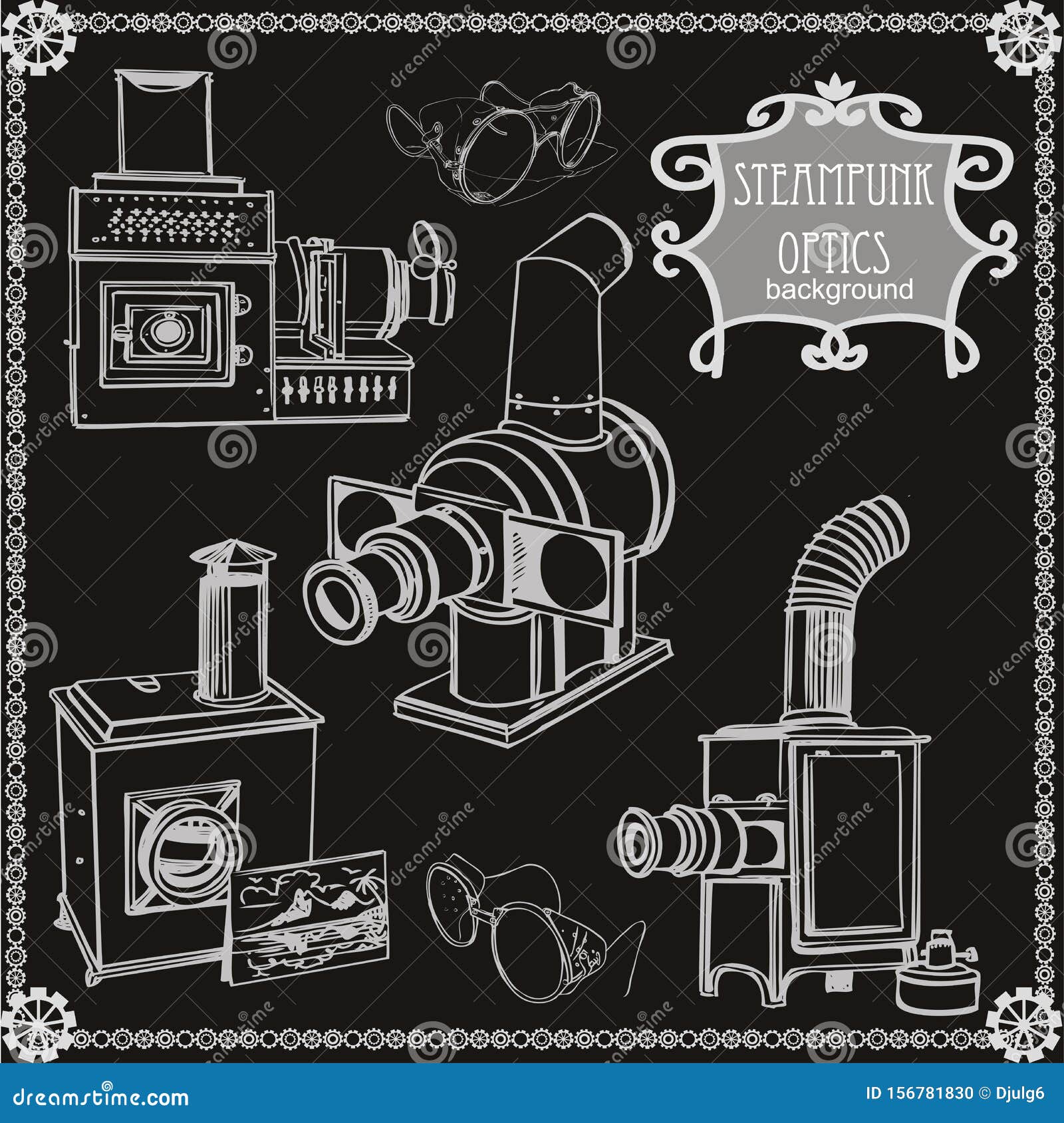 Steampunk Objects And Mechanism Set, Antique Mechanical Devices ...