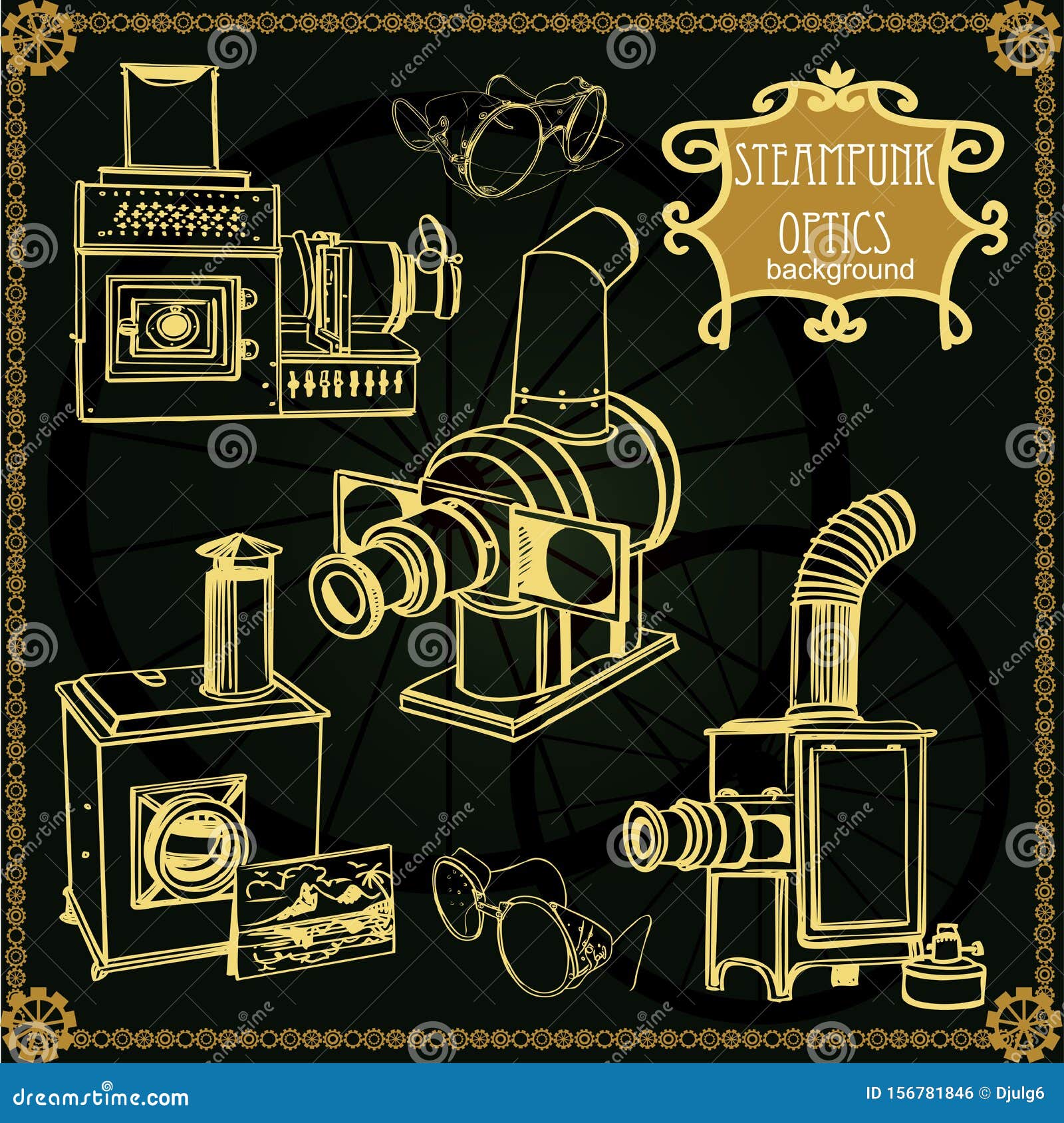 Steampunk Objects And Mechanism Set, Antique Mechanical Devices ...