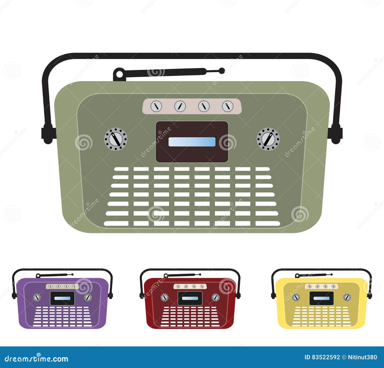 Set of Vintage Old Radio stock illustration. Illustration of flat ...