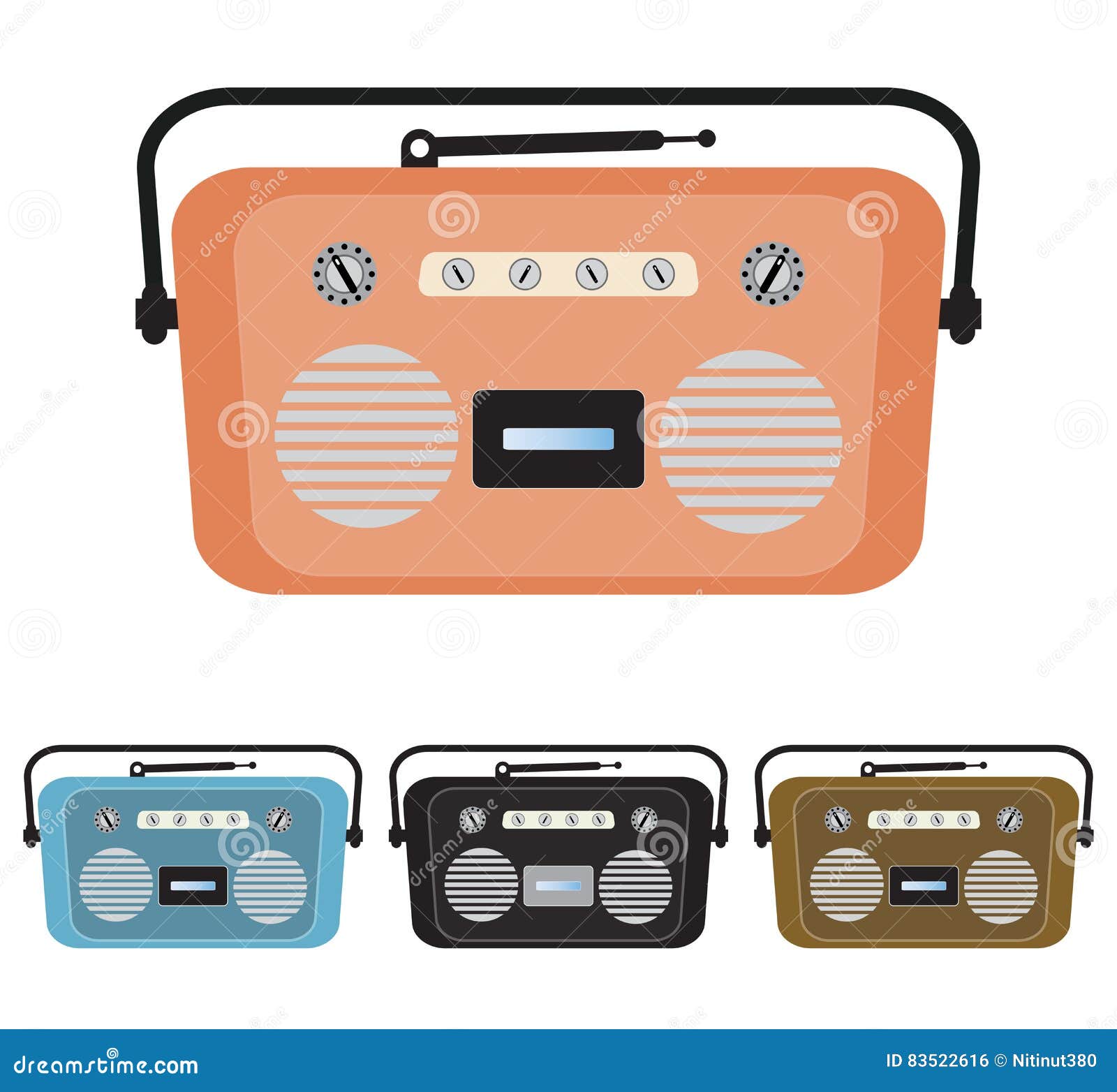 Set of Vintage Old Radio stock illustration. Illustration of radio ...