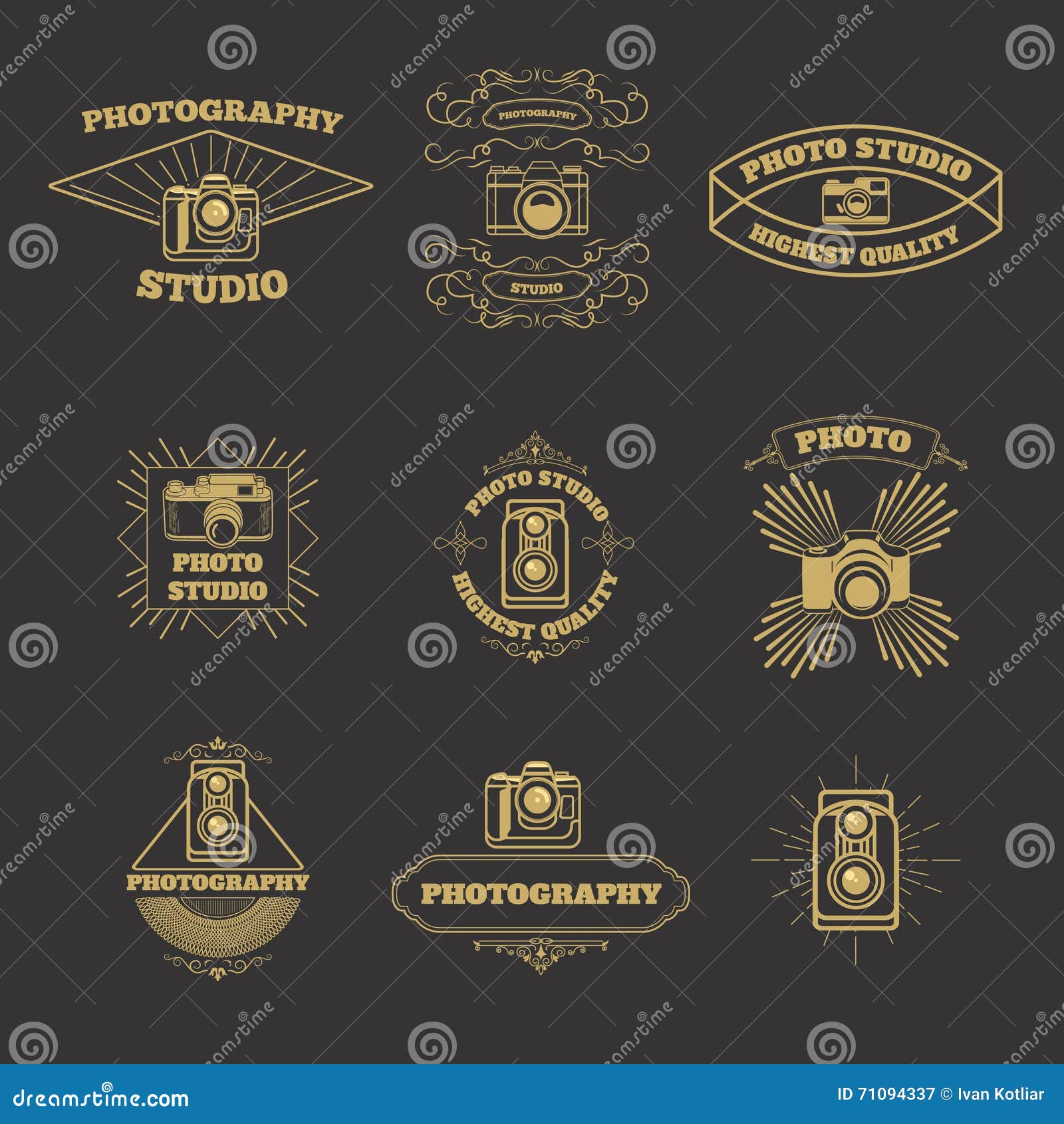 Set of Vintage Photo Studio Labels and Emblems Stock Vector ...