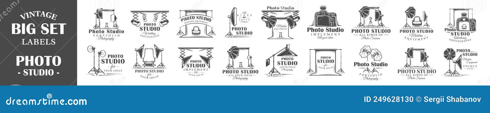 Set of Vintage Photo Studio Labels Stock Vector - Illustration of ...