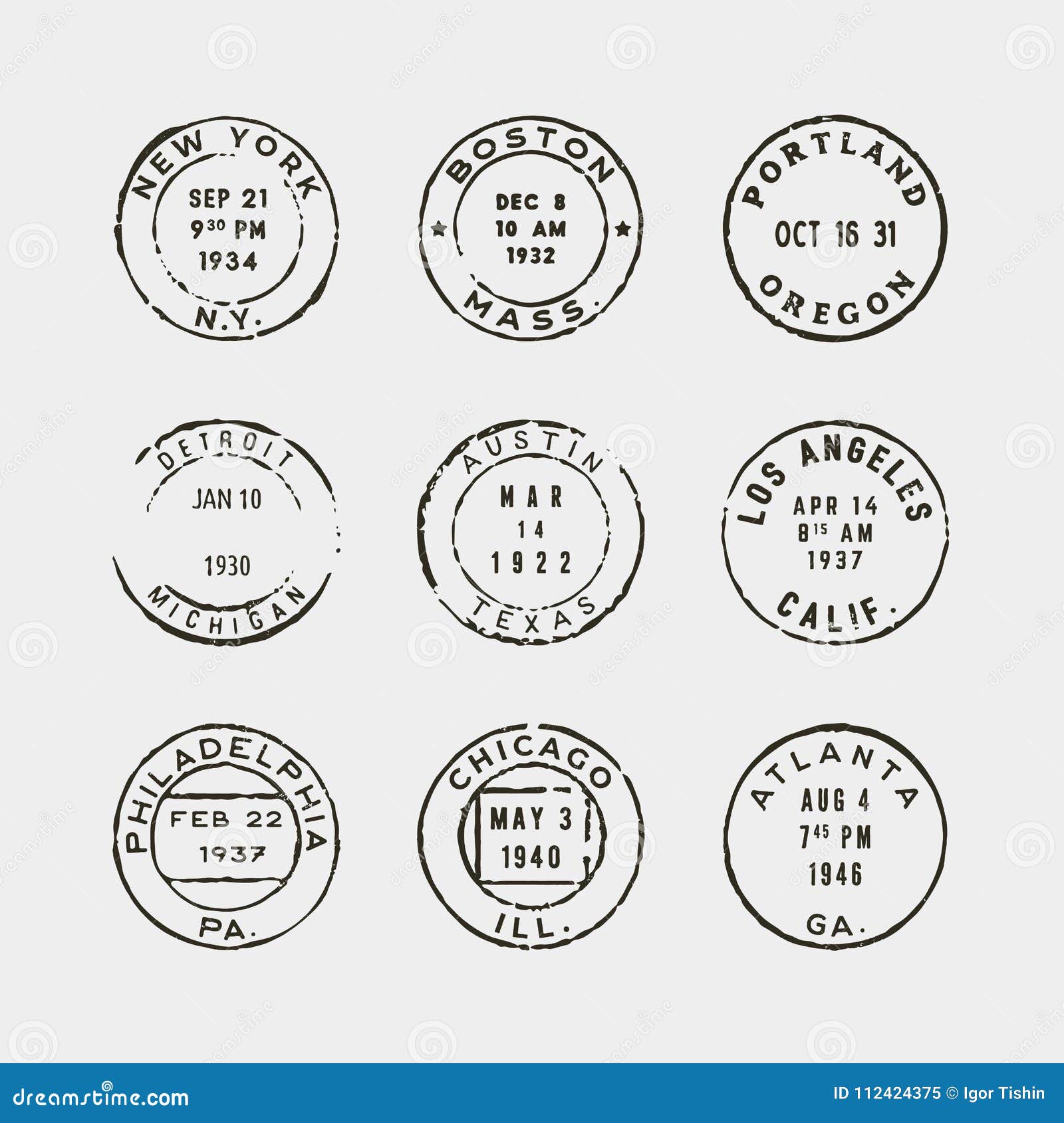 Set of Vintage Postage Stamps. Vector Illustration Stock Vector ...