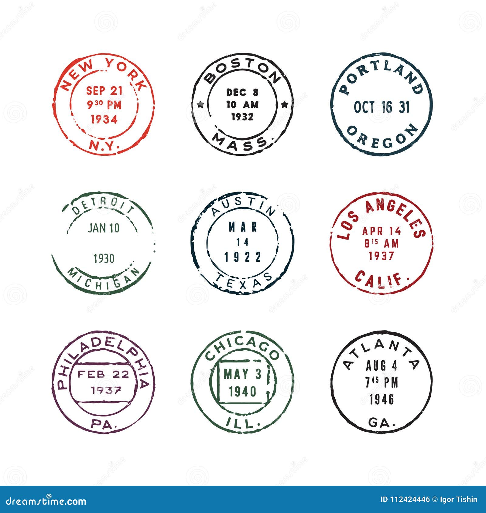 Set of Vintage Postage Stamps. Vector Illustration Stock Vector ...