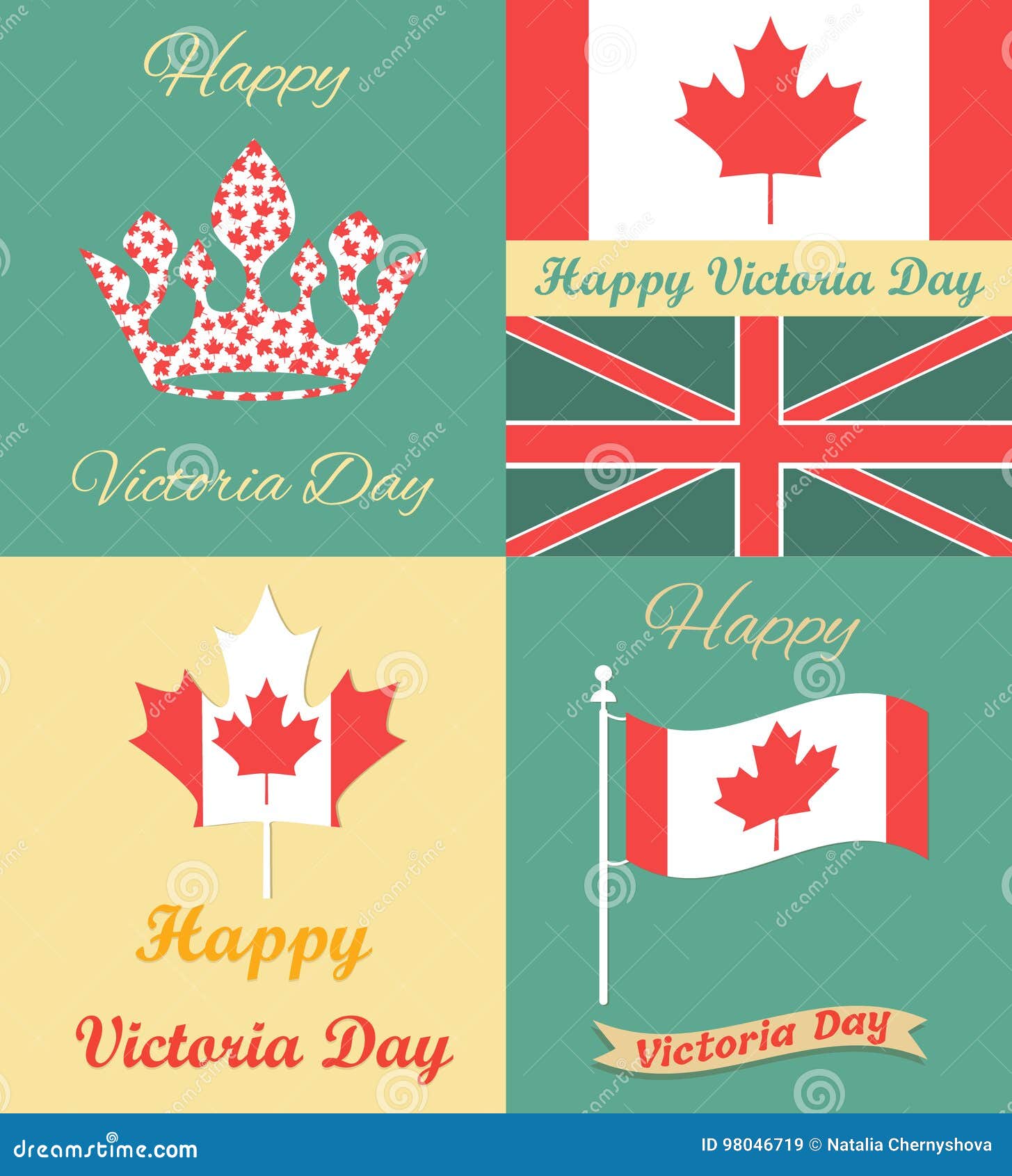 Set of Vintage Posters for Victoria Day Stock Vector - Illustration of ...