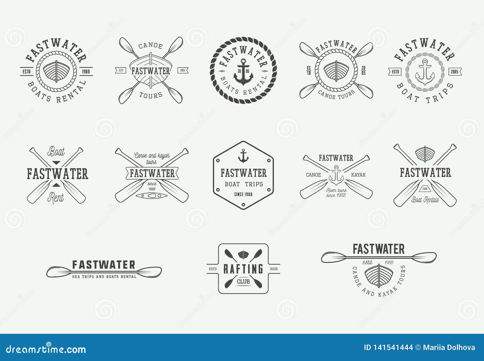 Set of Vintage Rafting Logo, Labels and Badges. Graphic Art Stock ... Set of Vintage Rafting Logo, Labels and Badges. Graphic Art Stock ...