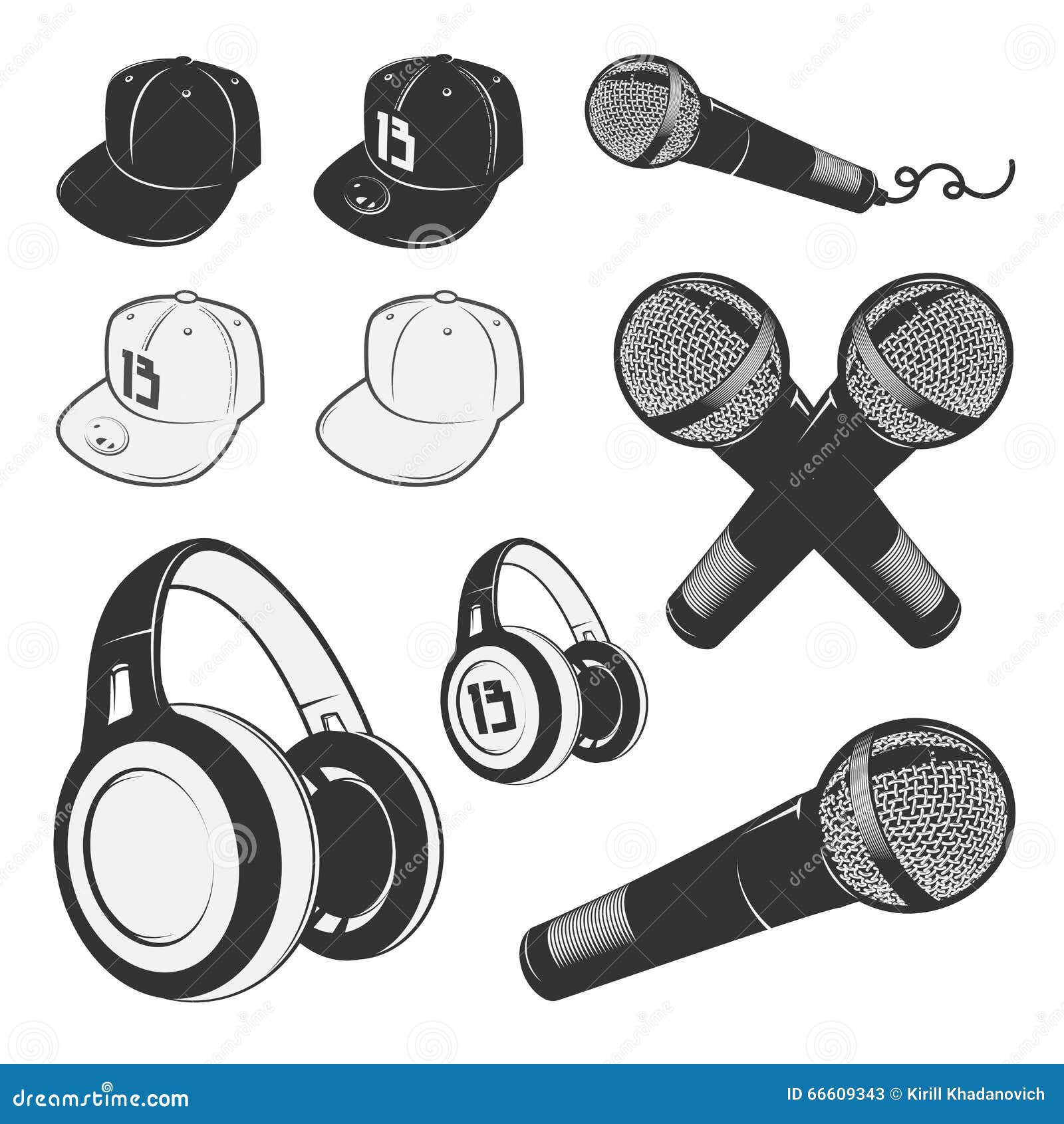 Set of Vintage Rap Elements for Emblems, Labels and Design Elements ...