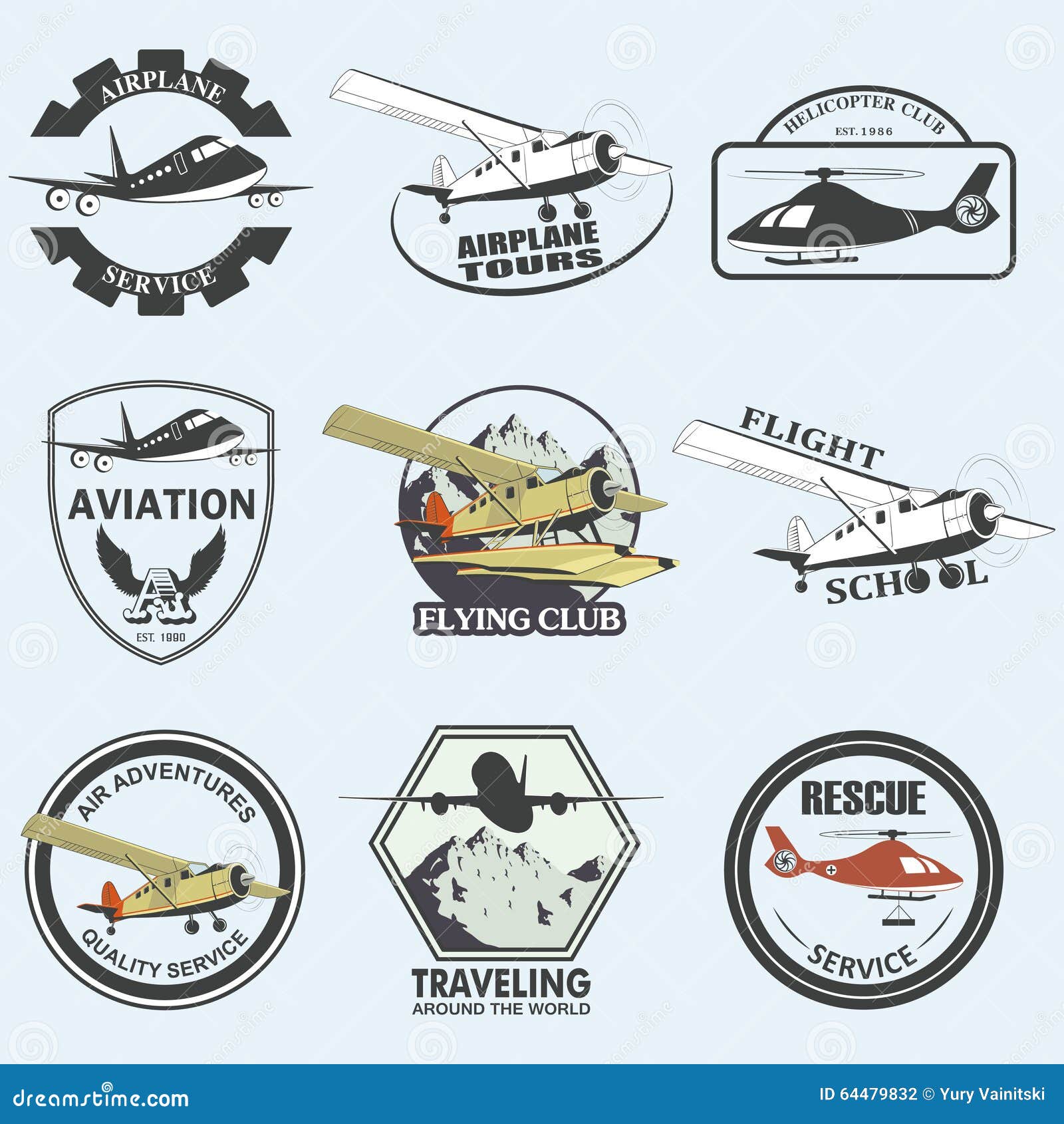 Set of Vintage Retro Aeronautics Flight Badges Stock Vector ...