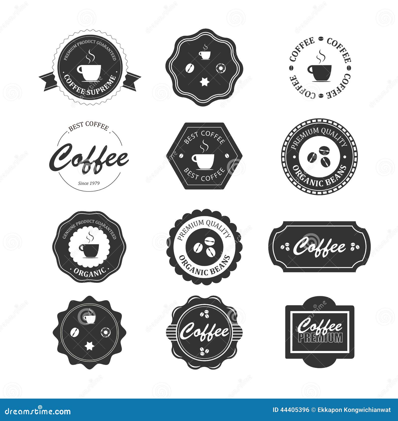 Set of Vintage Retro Coffee Badges and Labels Stock Illustration ...