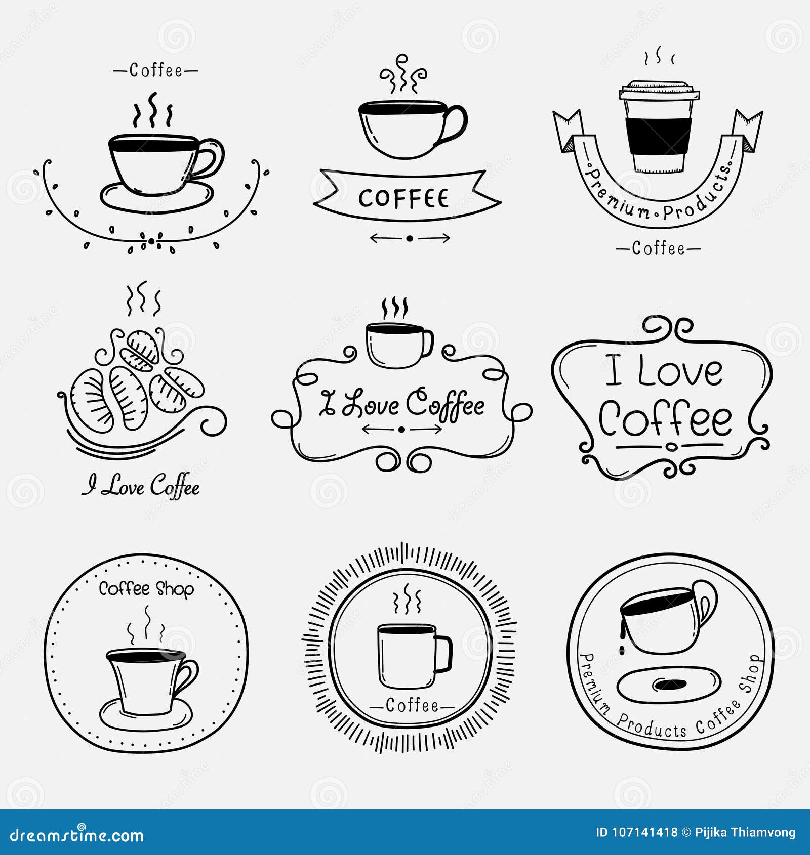 Set Of Vintage Retro Coffee Labels. Retro Elements For Calligraphic ...