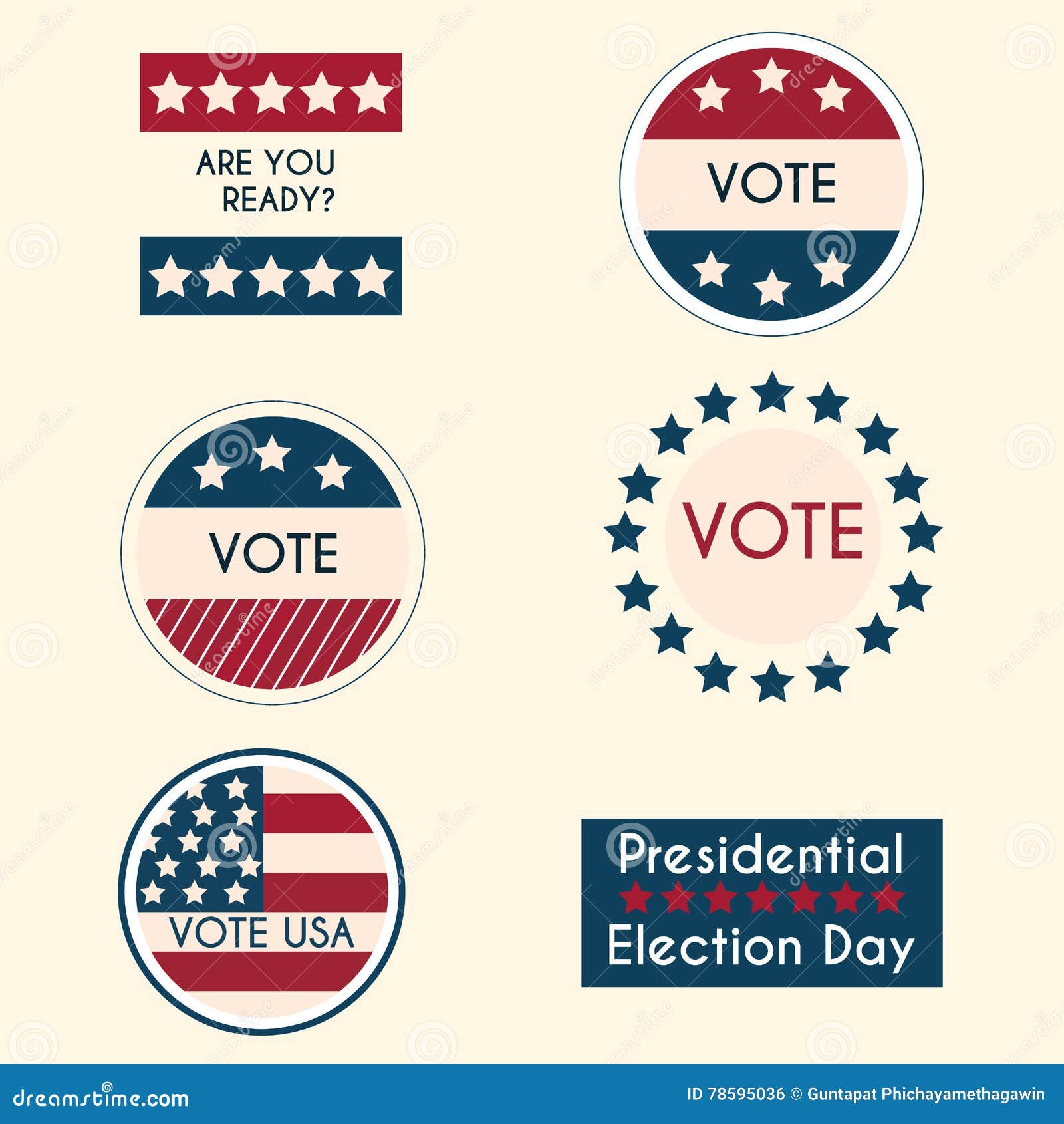 Set of Vintage Retro Election Badges and Labels Stock Vector ...
