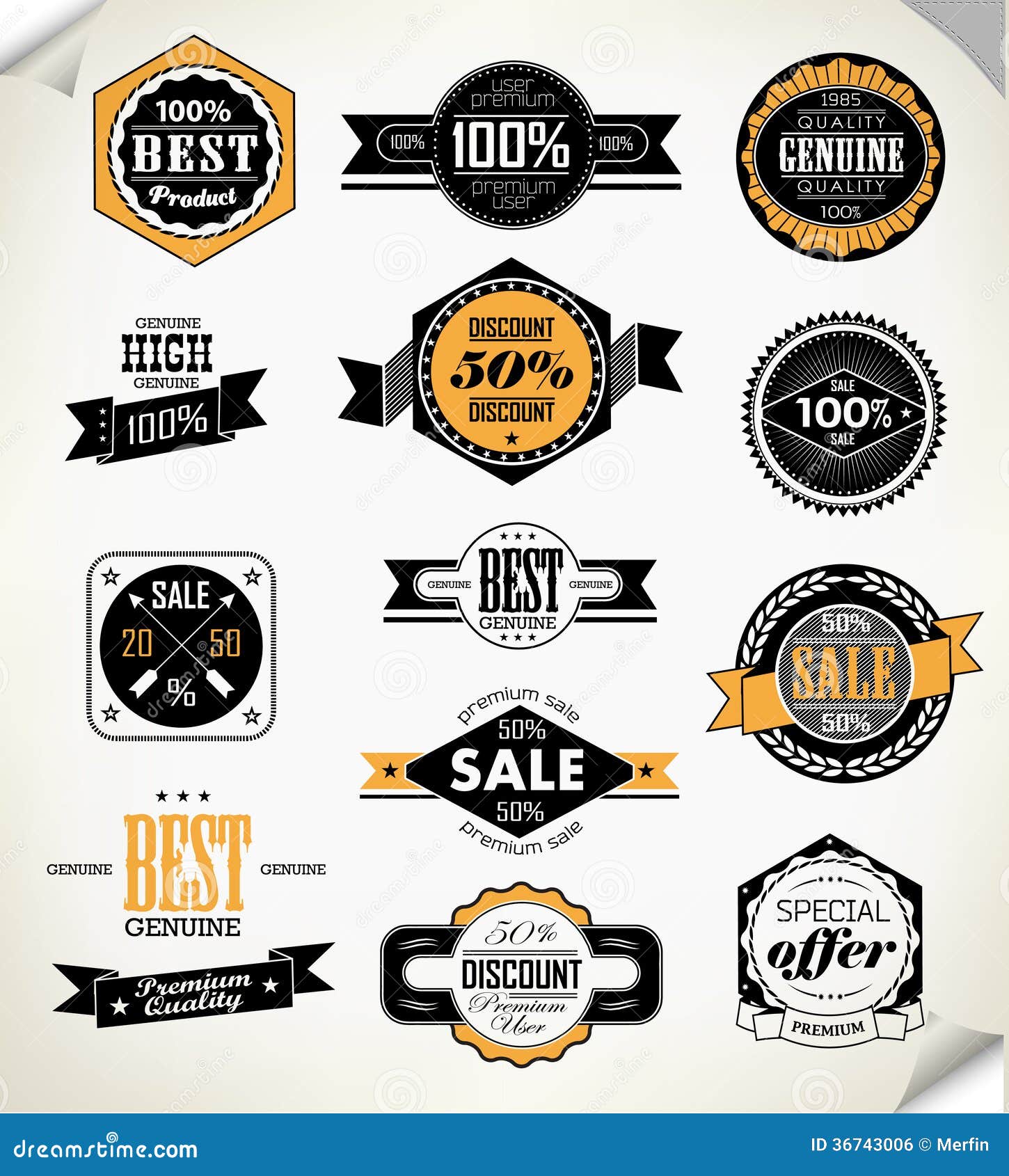 Set of Vintage Retro Labels Stock Illustration - Illustration of retro ...