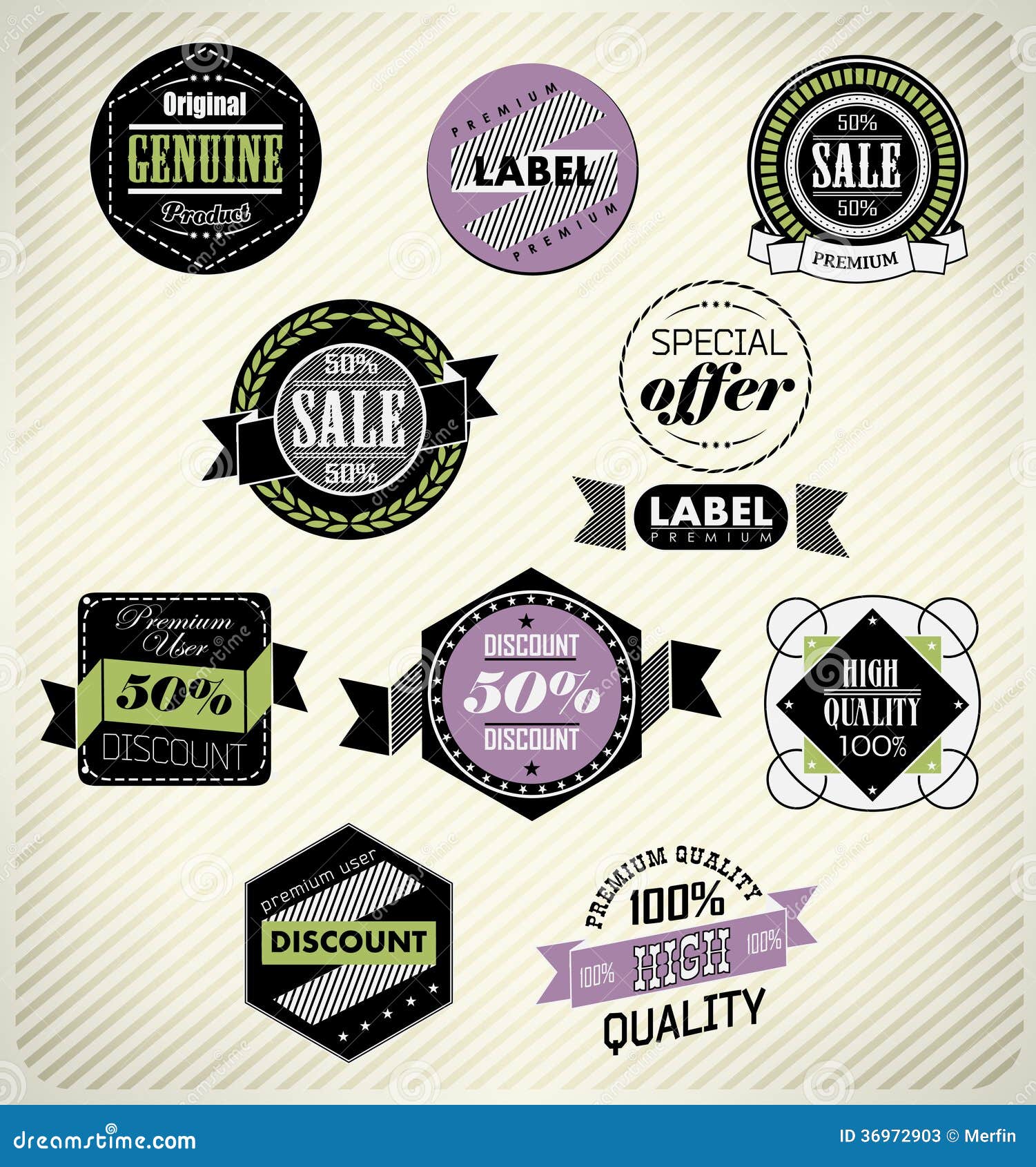 Set of Vintage Retro Labels Stock Illustration - Illustration of ...