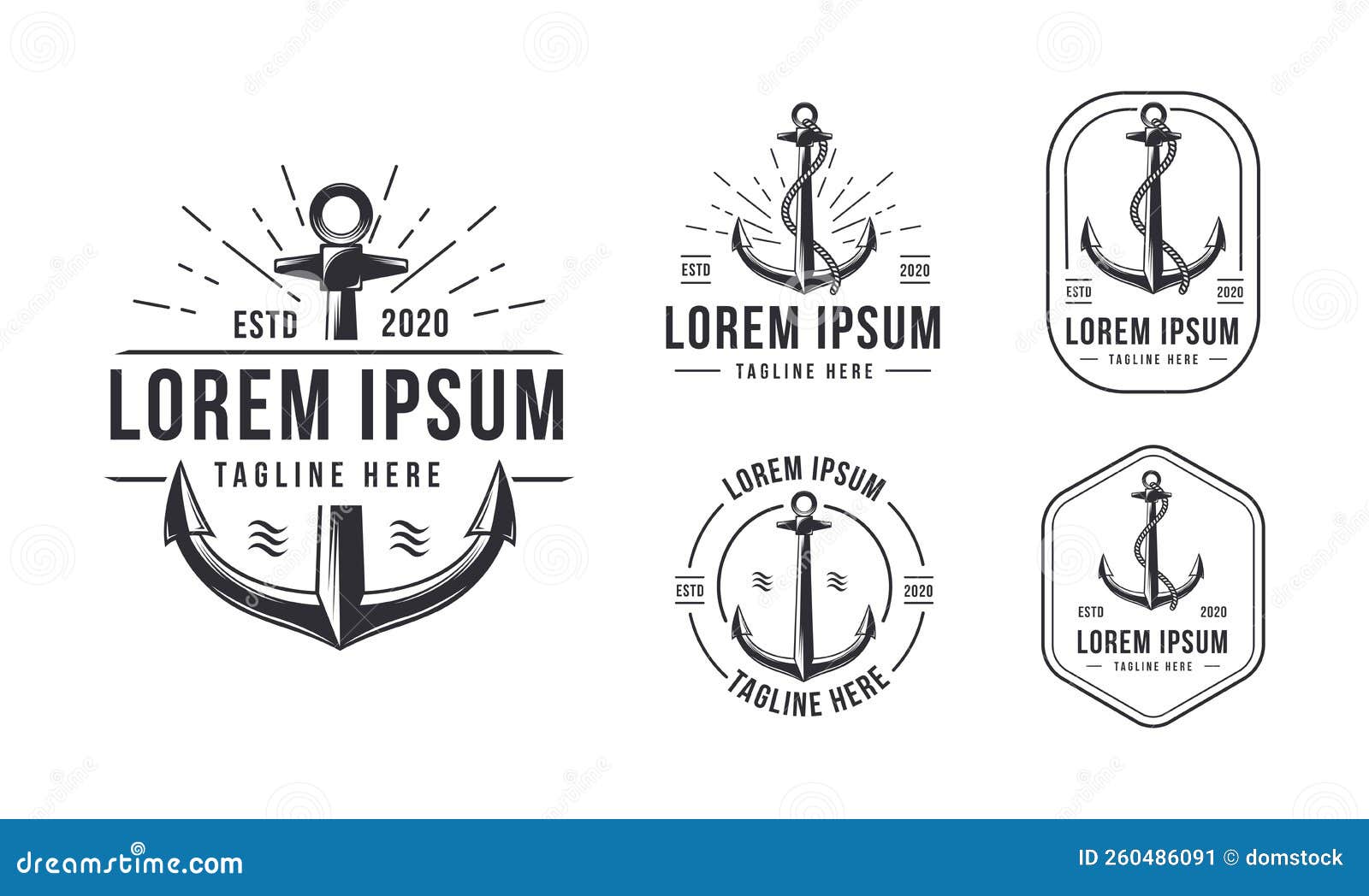 Set of Vintage Retro Nautical Anchor Logo Vector Stock Vector ...