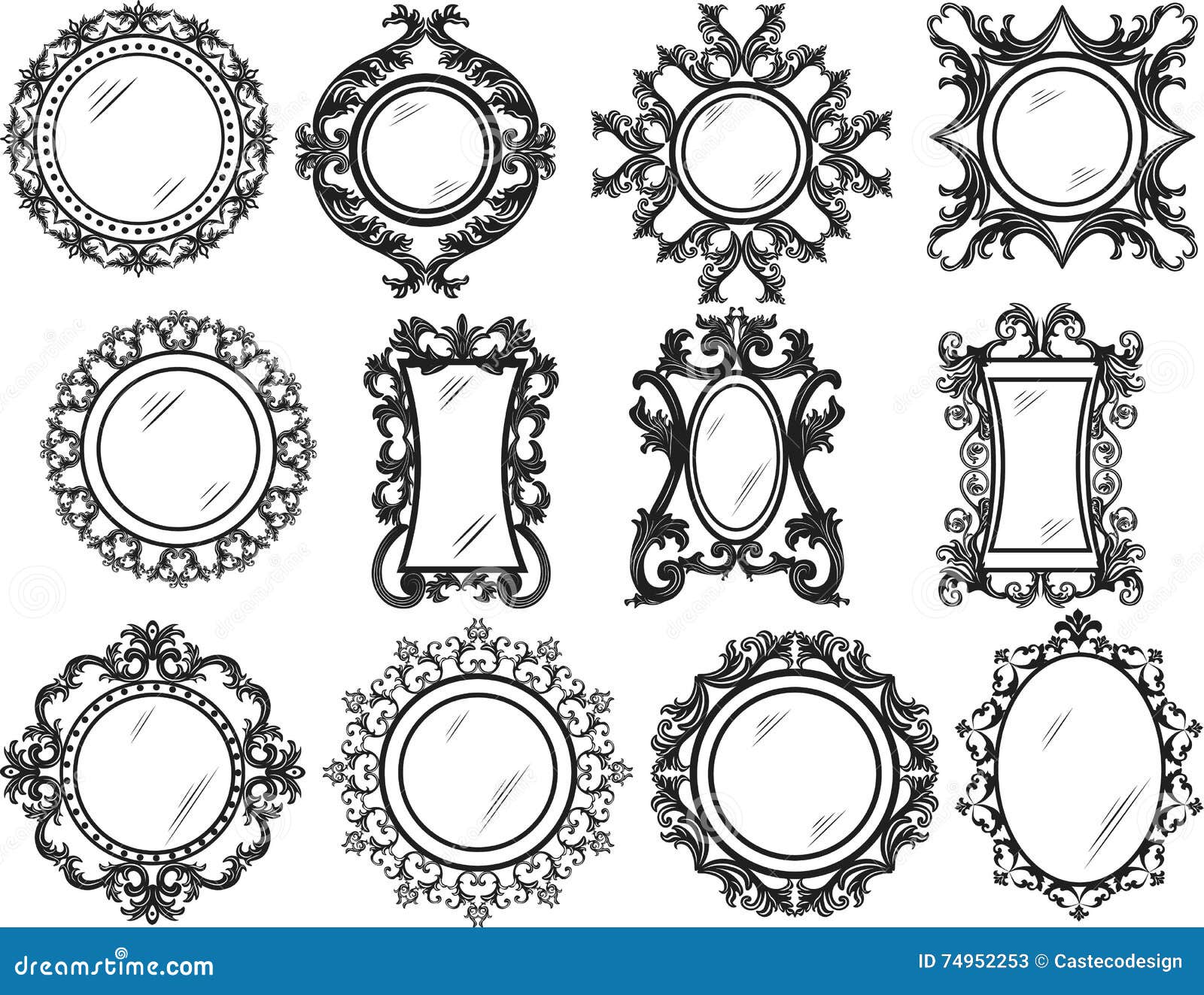 Set of Vintage Retro Round Vector Frames Stock Vector - Illustration of ...