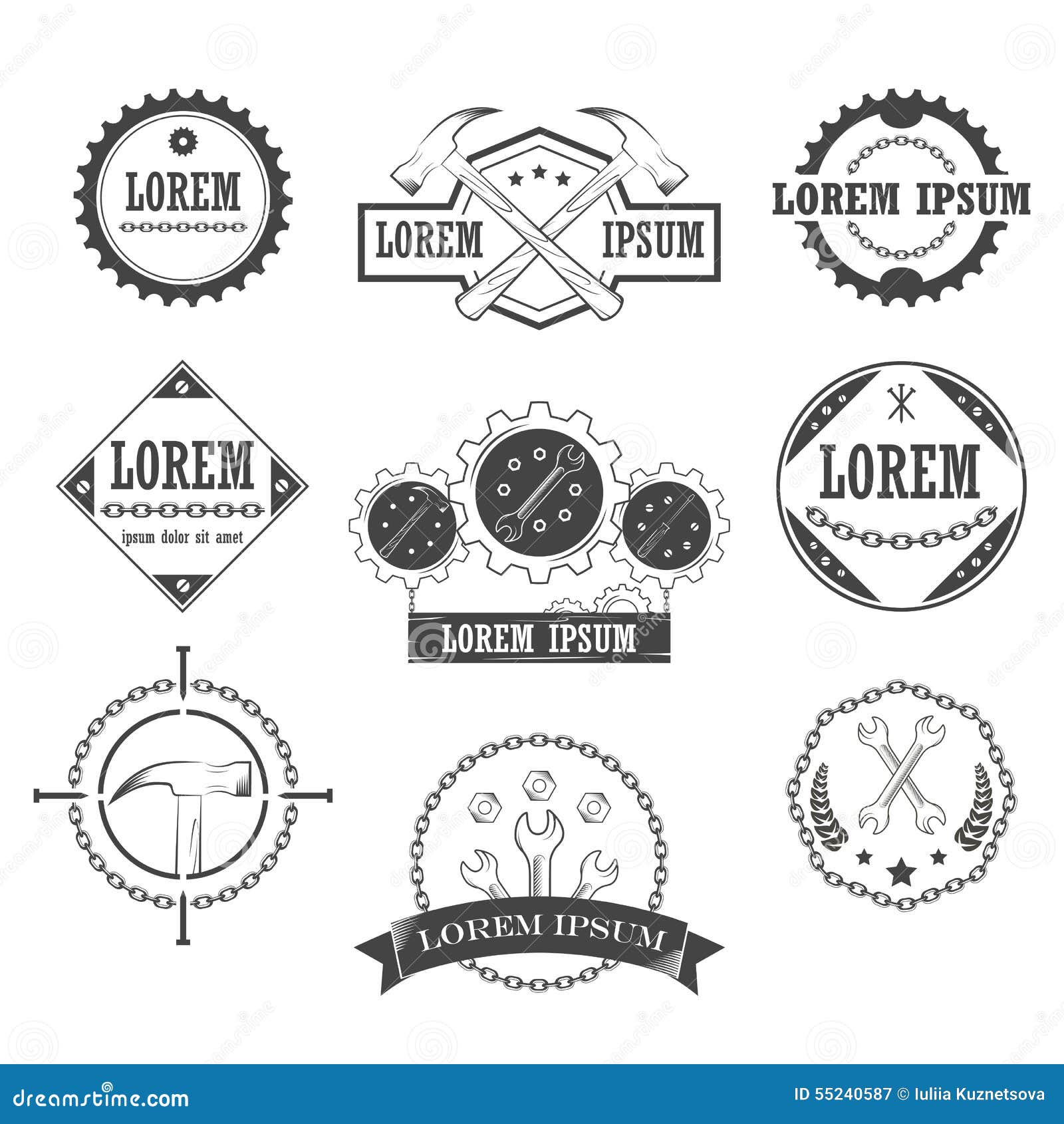 Set of Vintage Retro Tools, Labels Stock Vector - Illustration of ...
