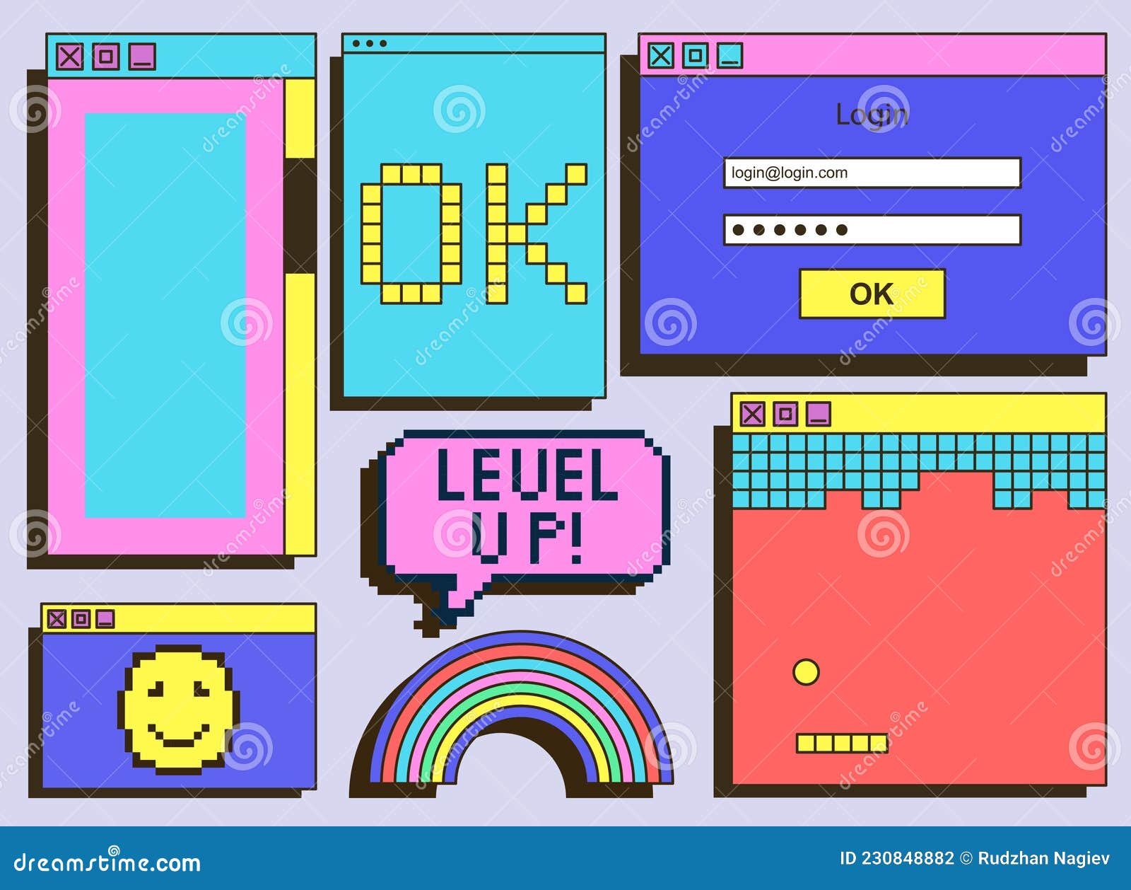 Retro Interface. Classic Old Software UI With Cyberpunk Theme And ...