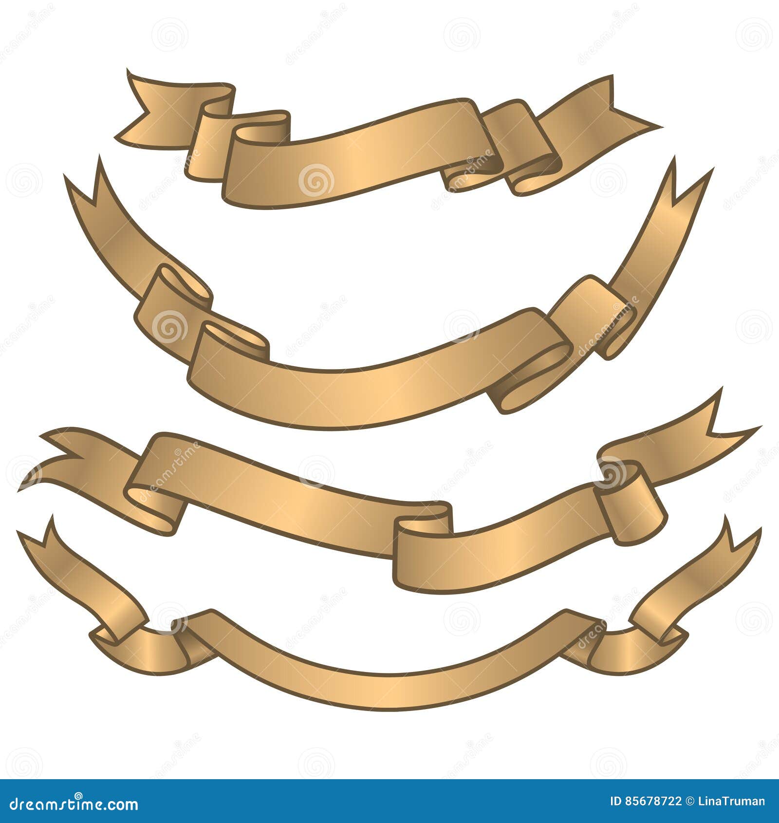 Set of Vintage Ribbons. Collection of Brown Banner Stock Vector ...