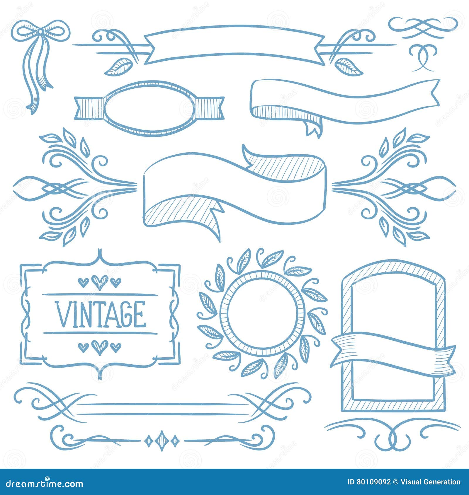Set of Vintage Ribbons, Frames and Elements. Stock Vector ...