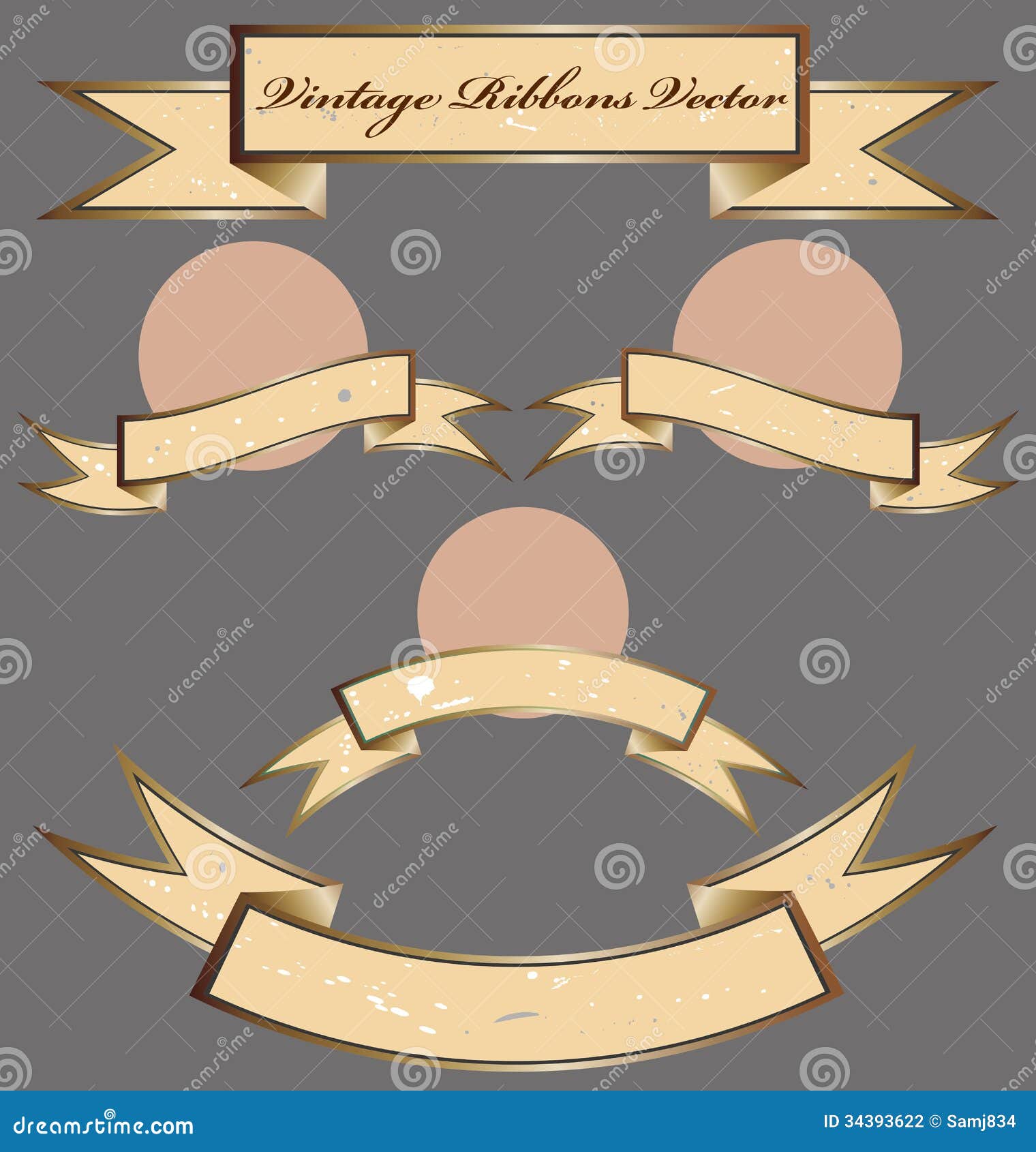 Set of Vintage Ribbons stock vector. Illustration of vintage - 34393622