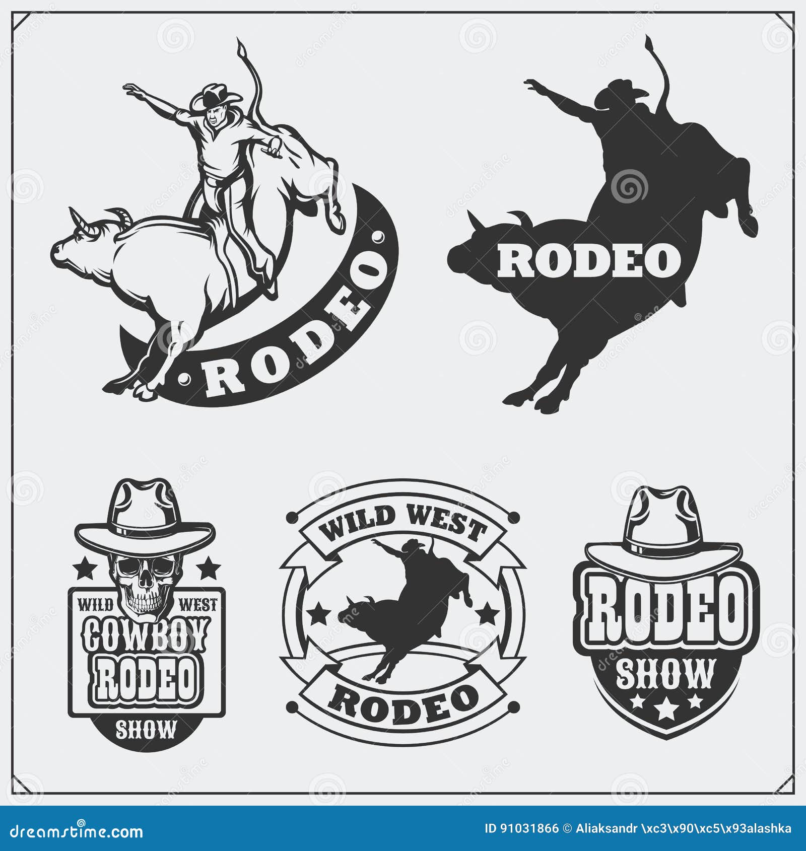Vintage Rodeo Elements Set Vector Illustration | CartoonDealer.com ...