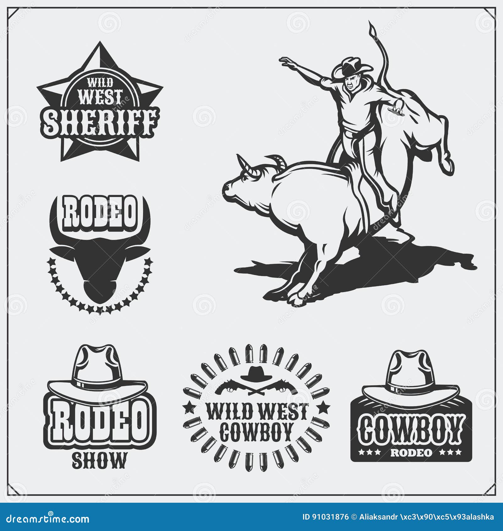 Vintage Rodeo Elements Set Vector Illustration | CartoonDealer.com ...