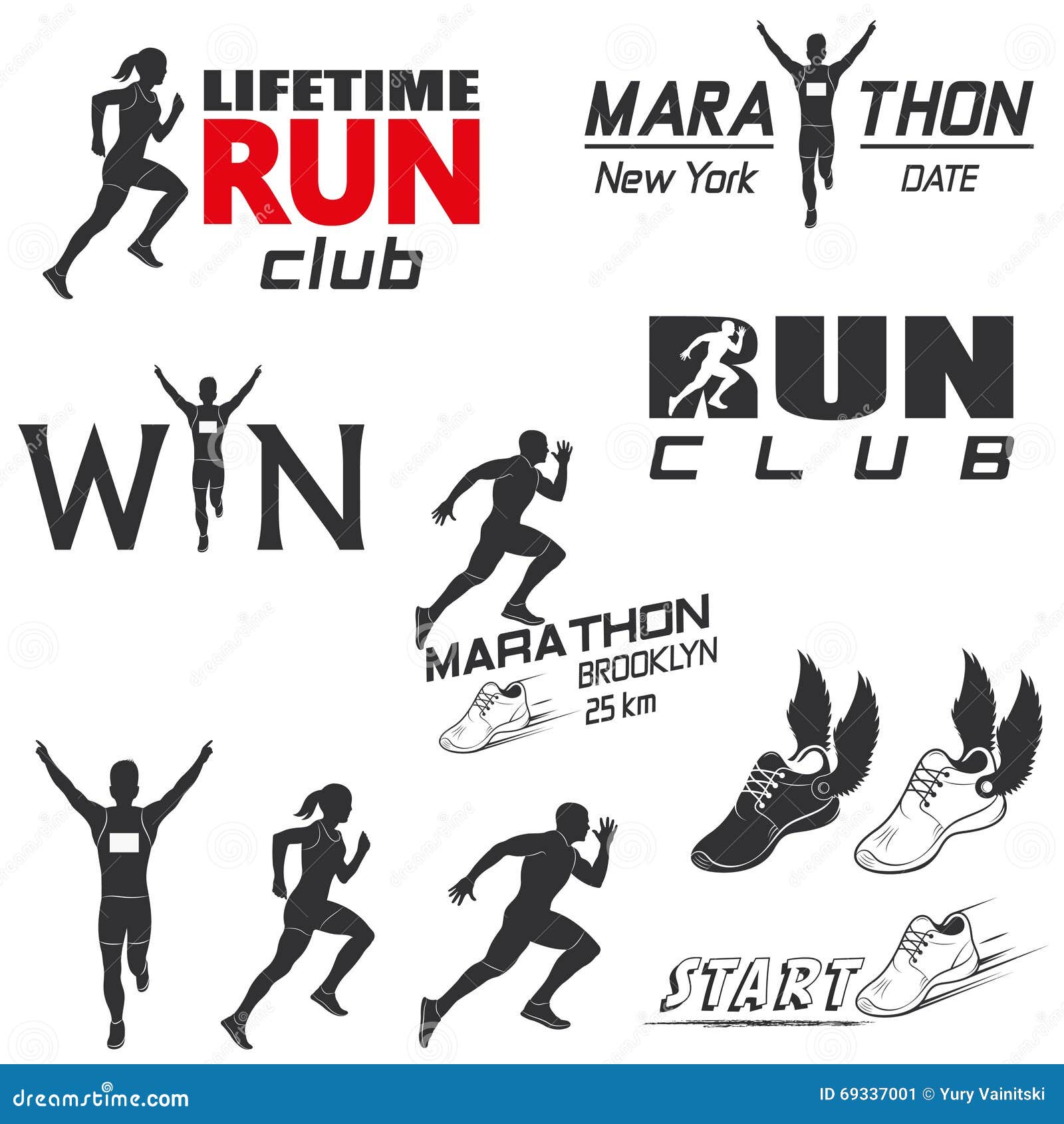 Set of Vintage Run Club Labels Stock Vector - Illustration of exercise ...