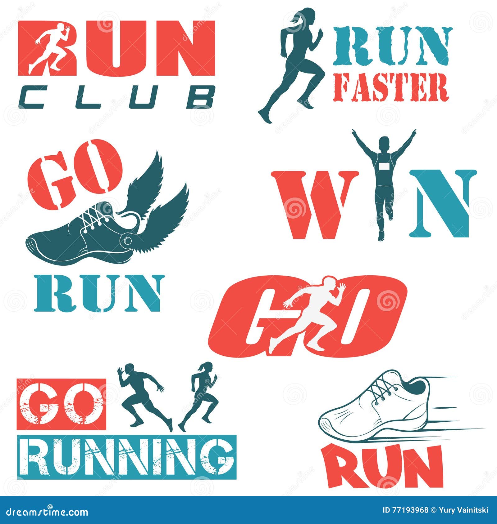 Set of Vintage Run Club Labels Stock Vector - Illustration of distance ...
