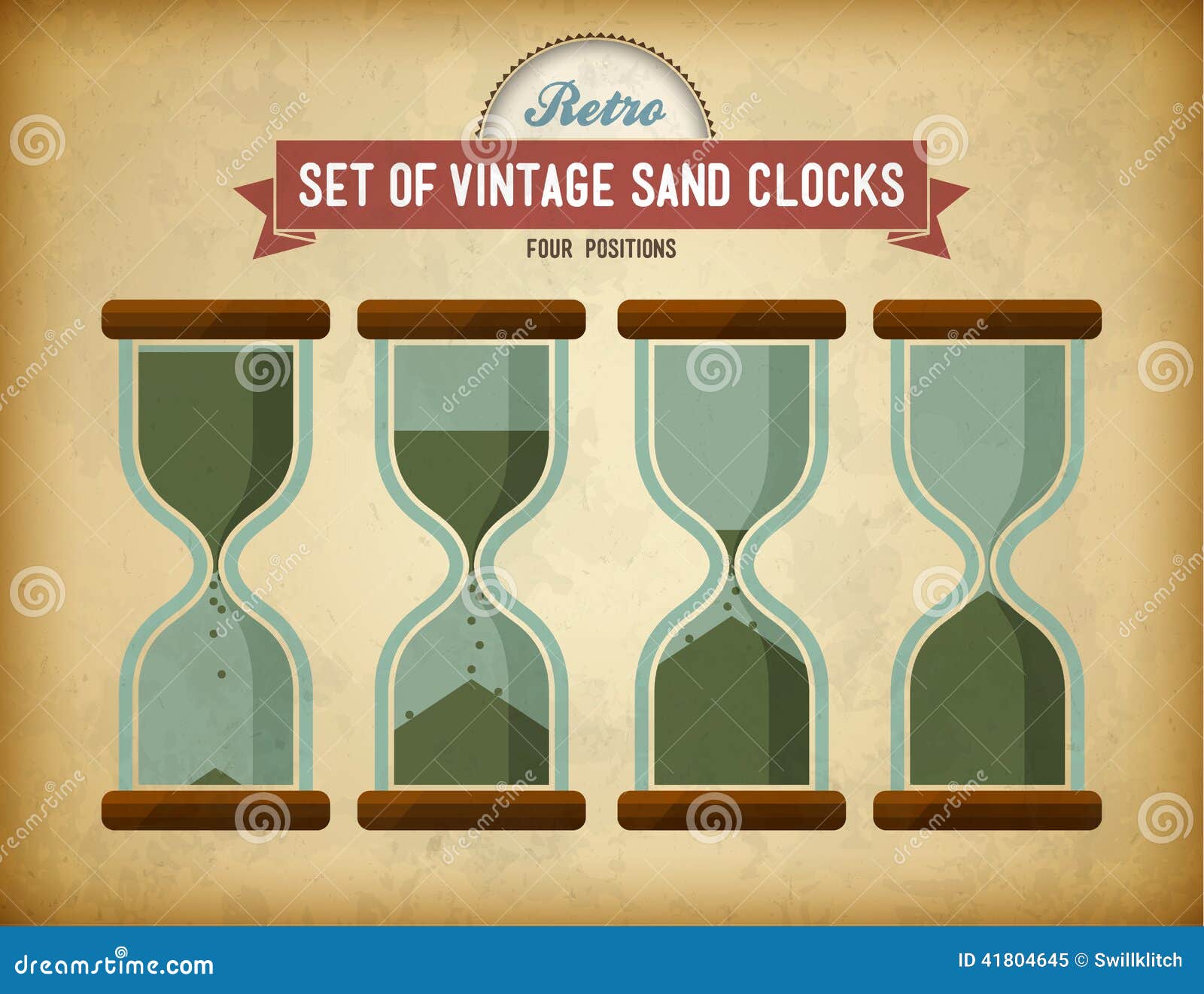 Set of vintage sand clocks stock vector. Illustration of aged - 41804645
