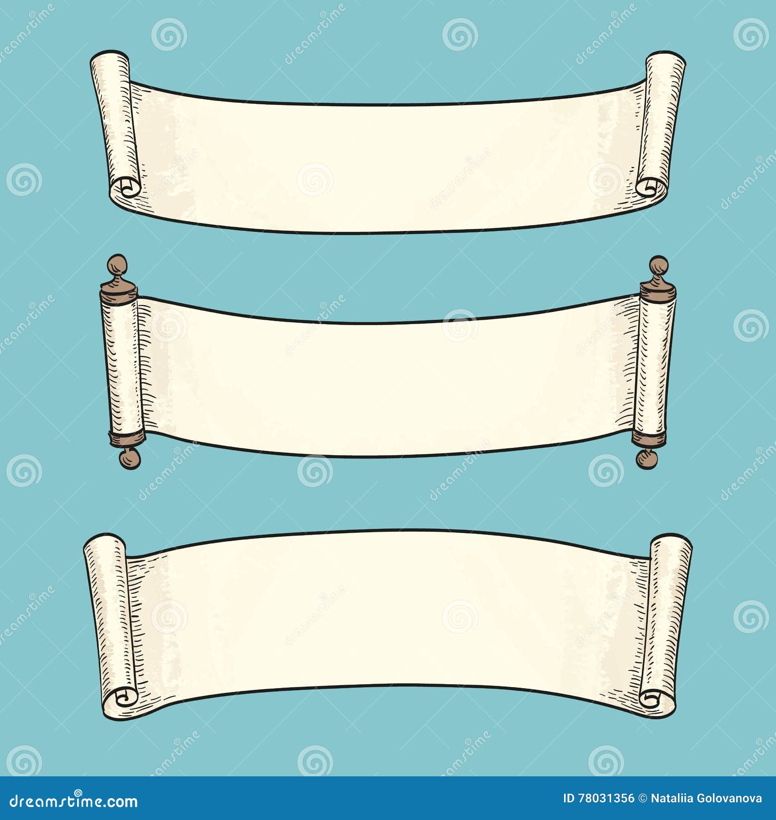 Set of vintage scrolls stock vector. Illustration of drawn - 78031356