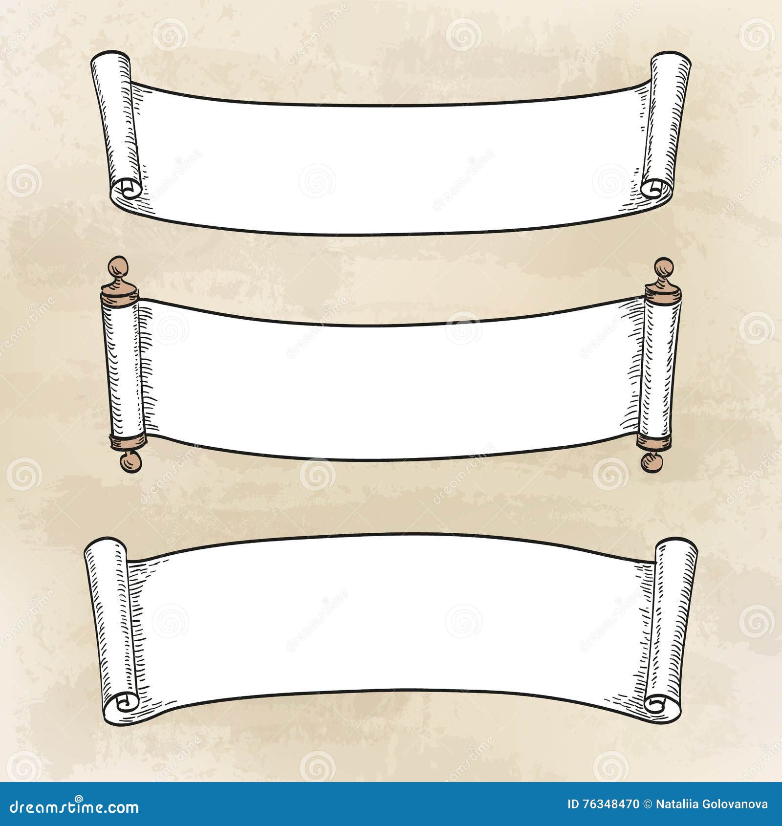 Set of vintage scrolls stock vector. Illustration of decoration - 76348470