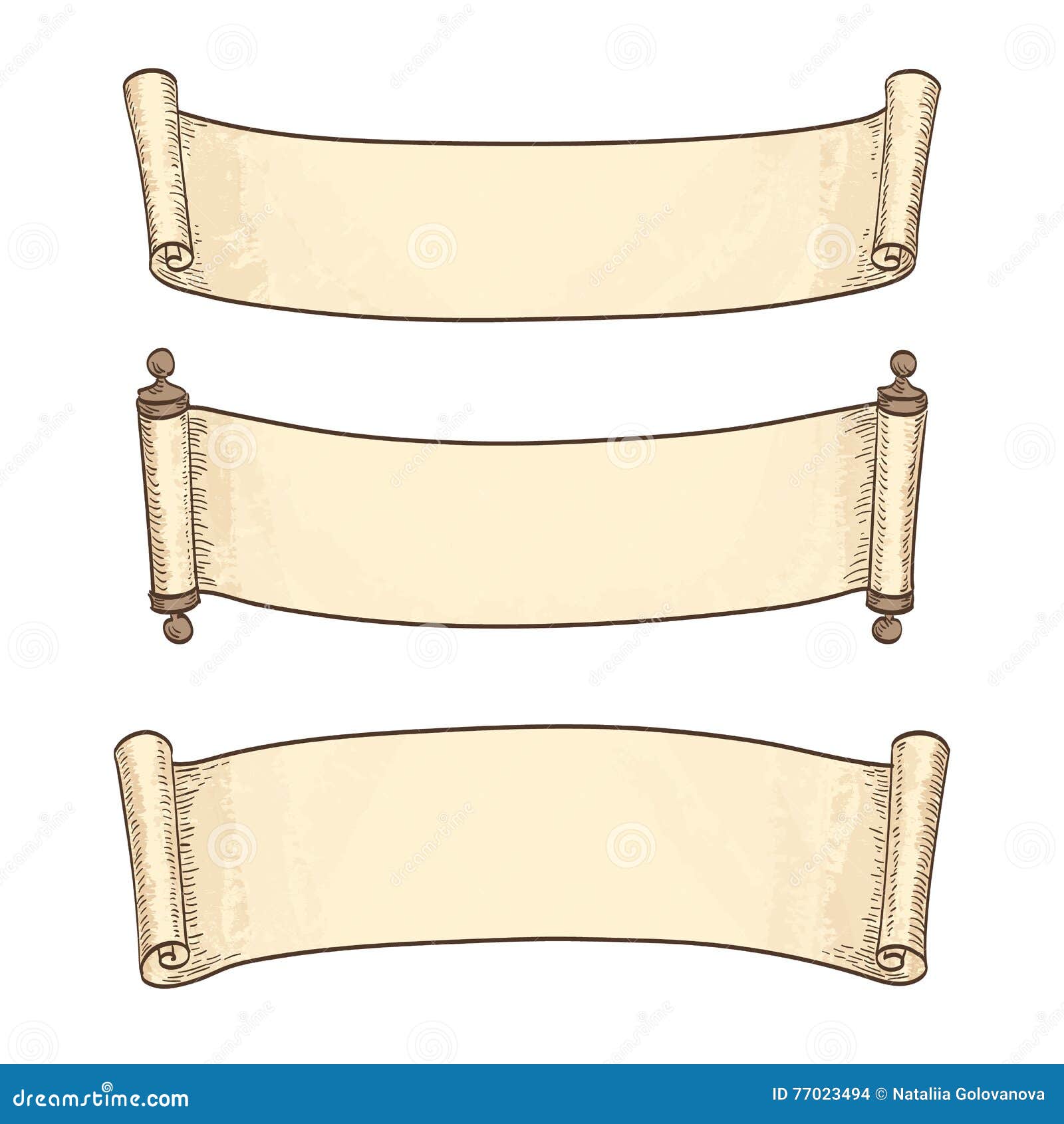 Set of vintage scrolls stock illustration. Illustration of card - 77023494