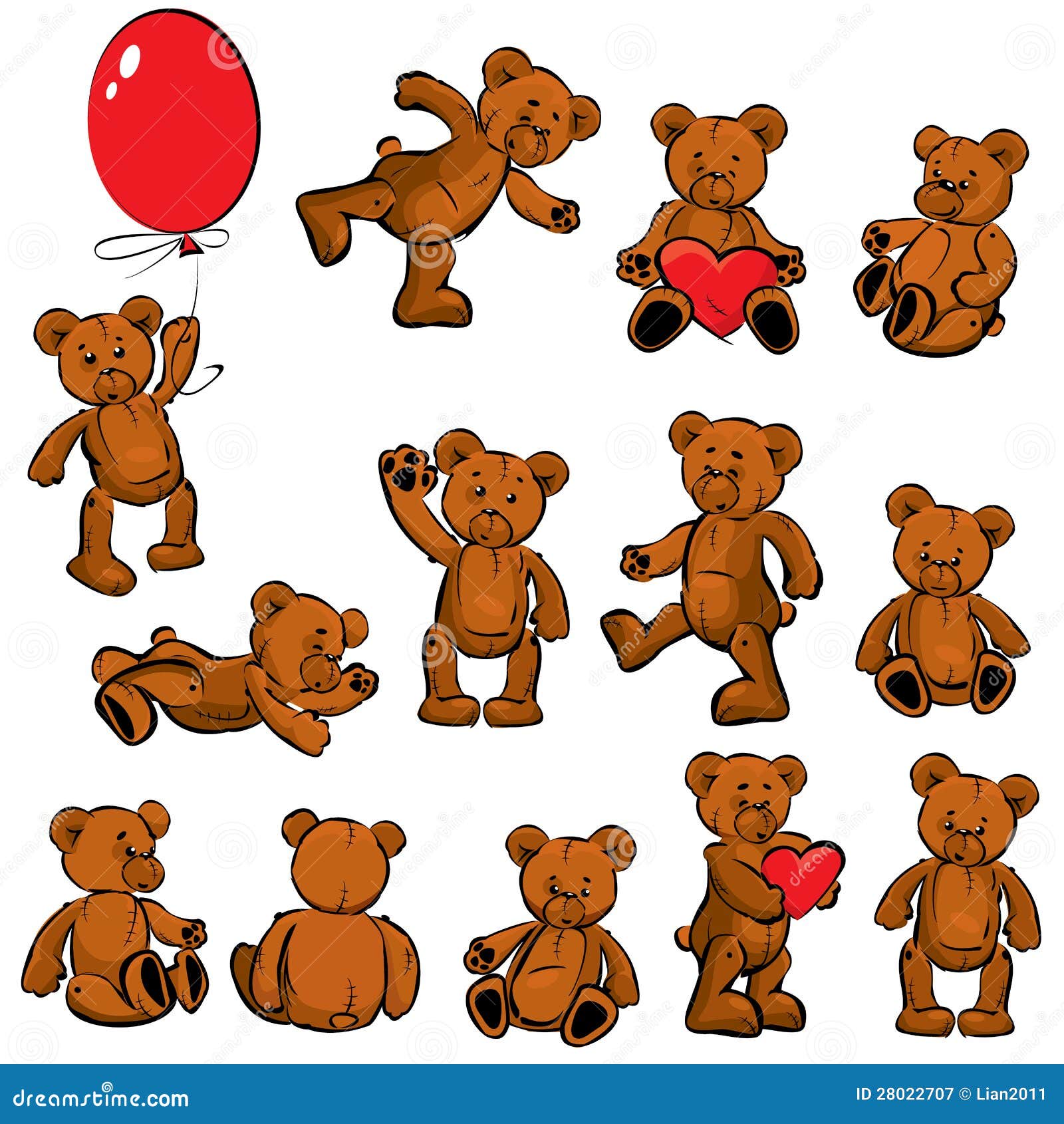 Set Vintage Soft Toys Bears Stock Illustrations – 9 Set Vintage Soft ...