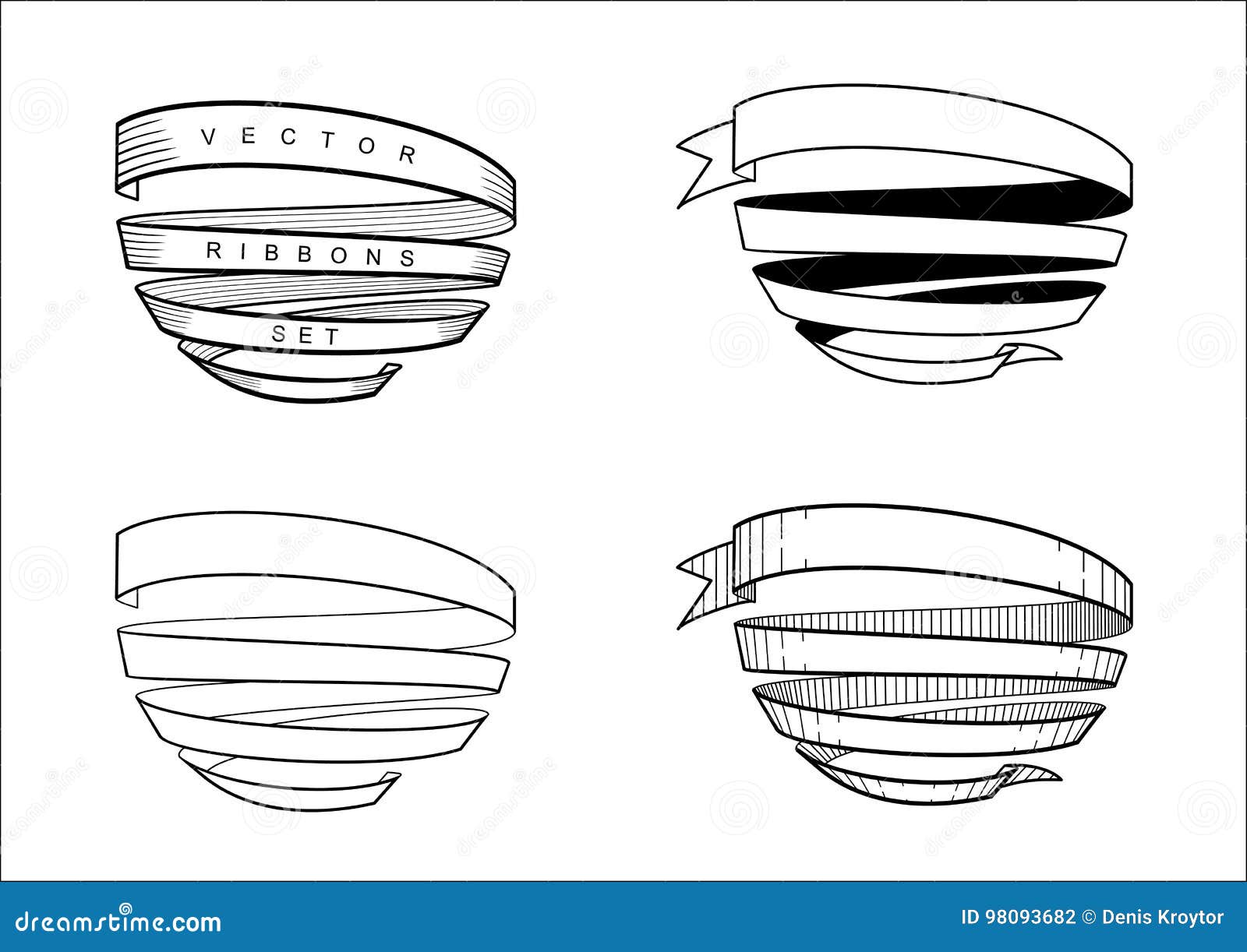 Set of Vintage Spiral Ribbons Stock Vector - Illustration of pattern ...