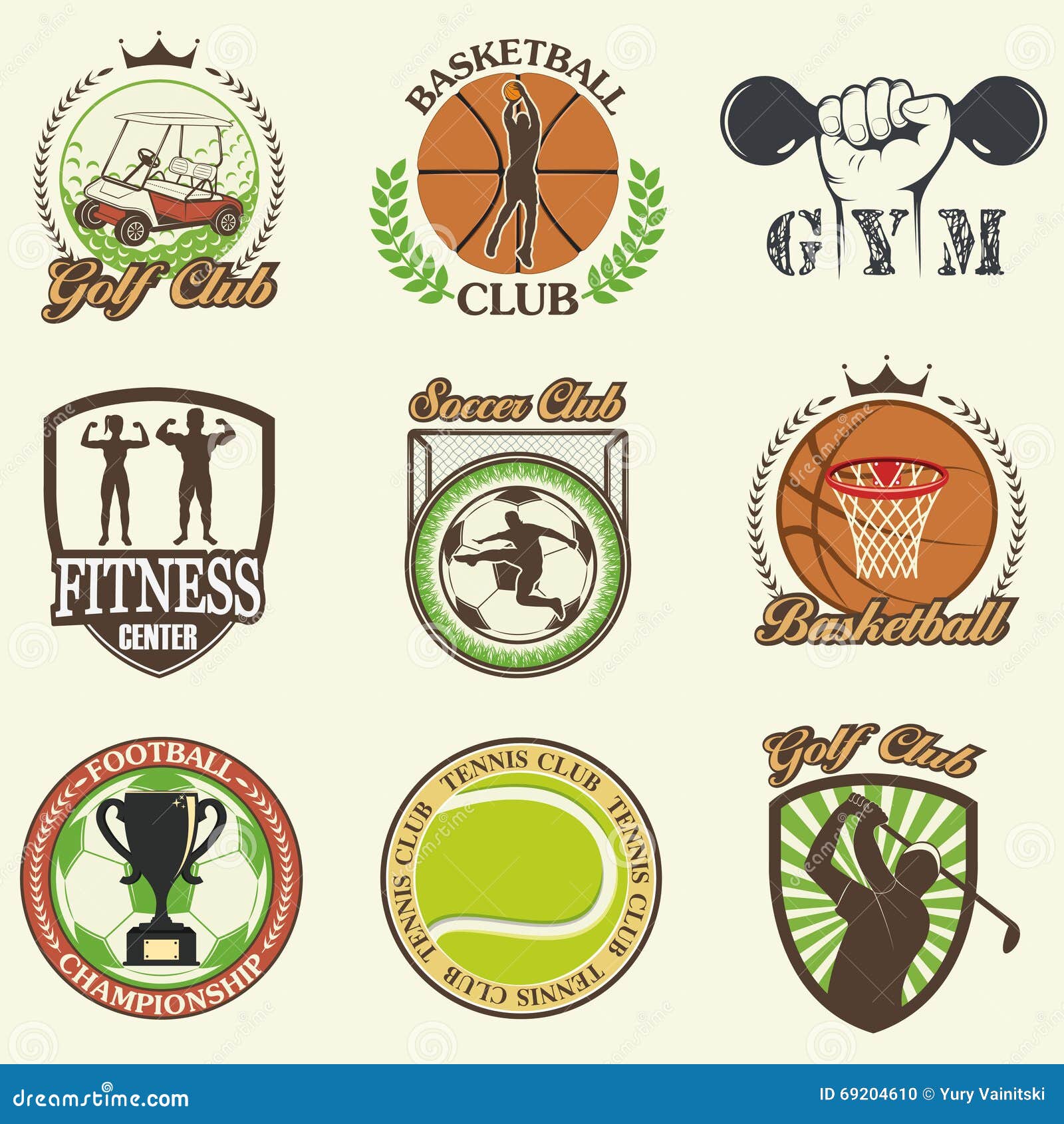 Set of Vintage Sports Emblems Stock Vector - Illustration of emblem ...