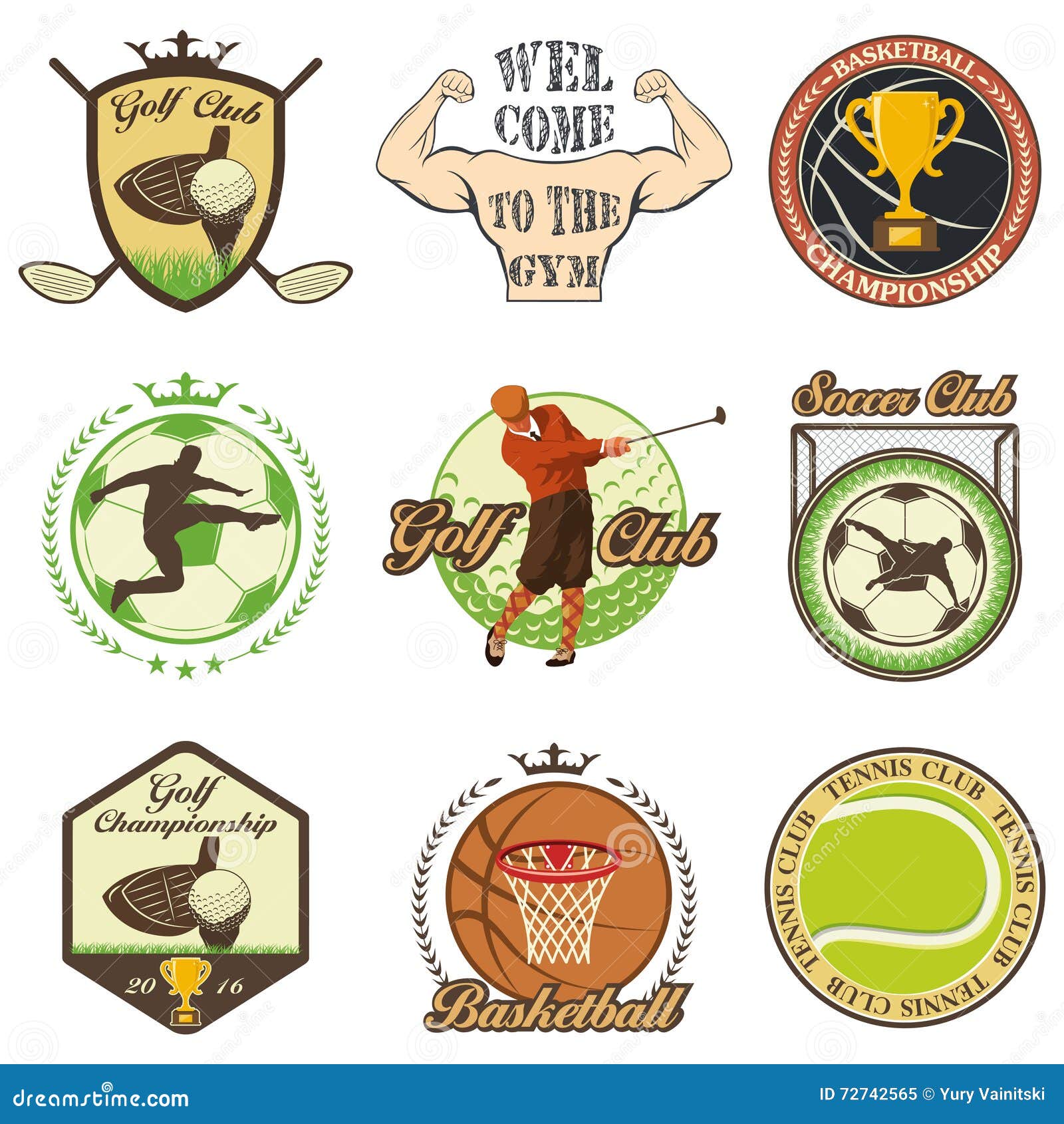 Set of Vintage Sports Emblems Stock Vector - Illustration of ...