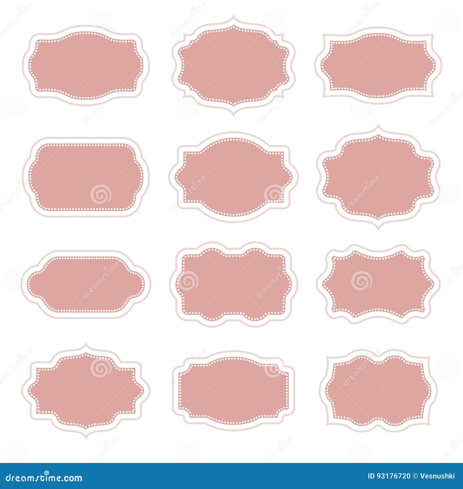 Set of Vintage Stickers Border in Frame for Messages and Greetings ...