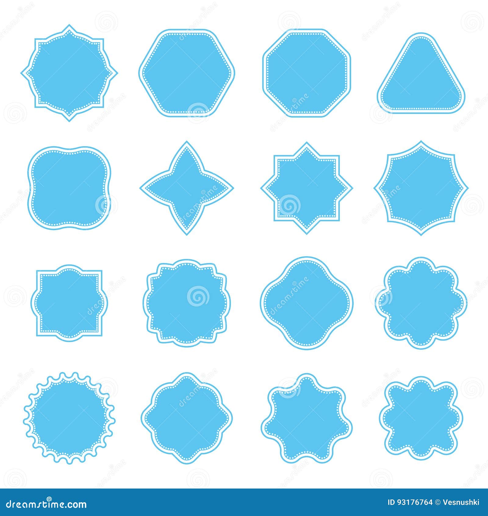 Set Of Vintage Stickers Border In Frame For Messages Vector ...