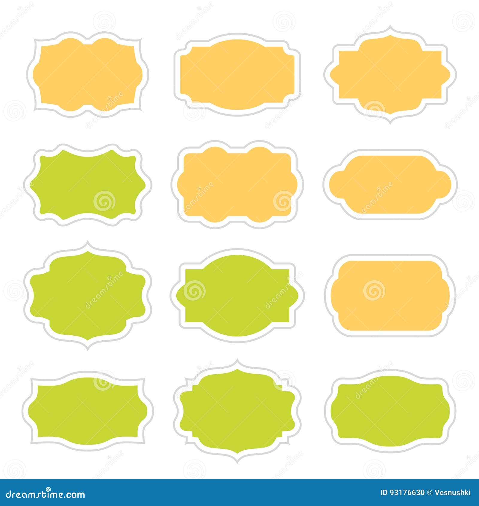 Set of Vintage Stickers Border in Frame for Messages. Stock Vector ...