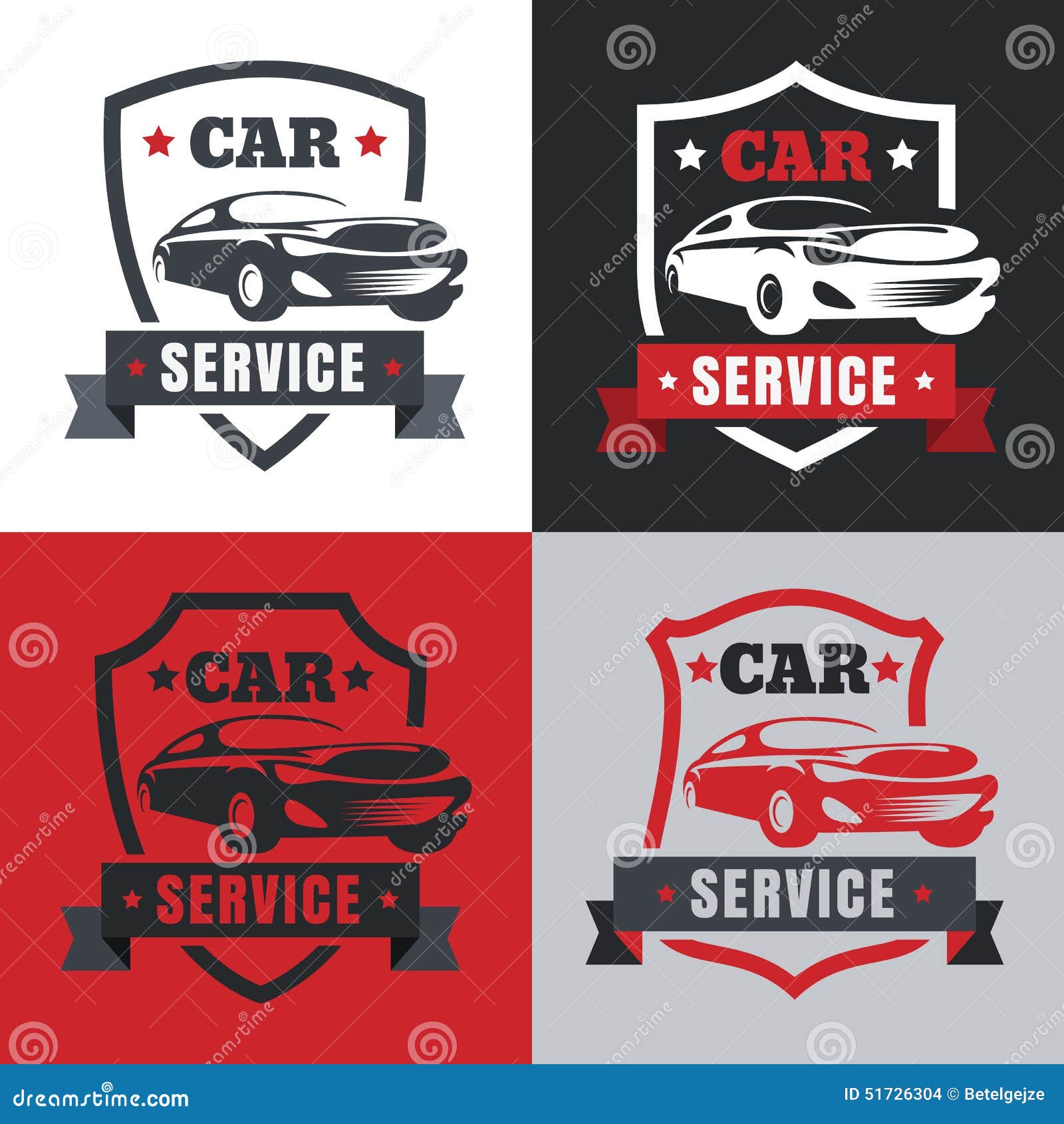 Set of Vintage Style Car Service Label. Vector Logo Design Template ...