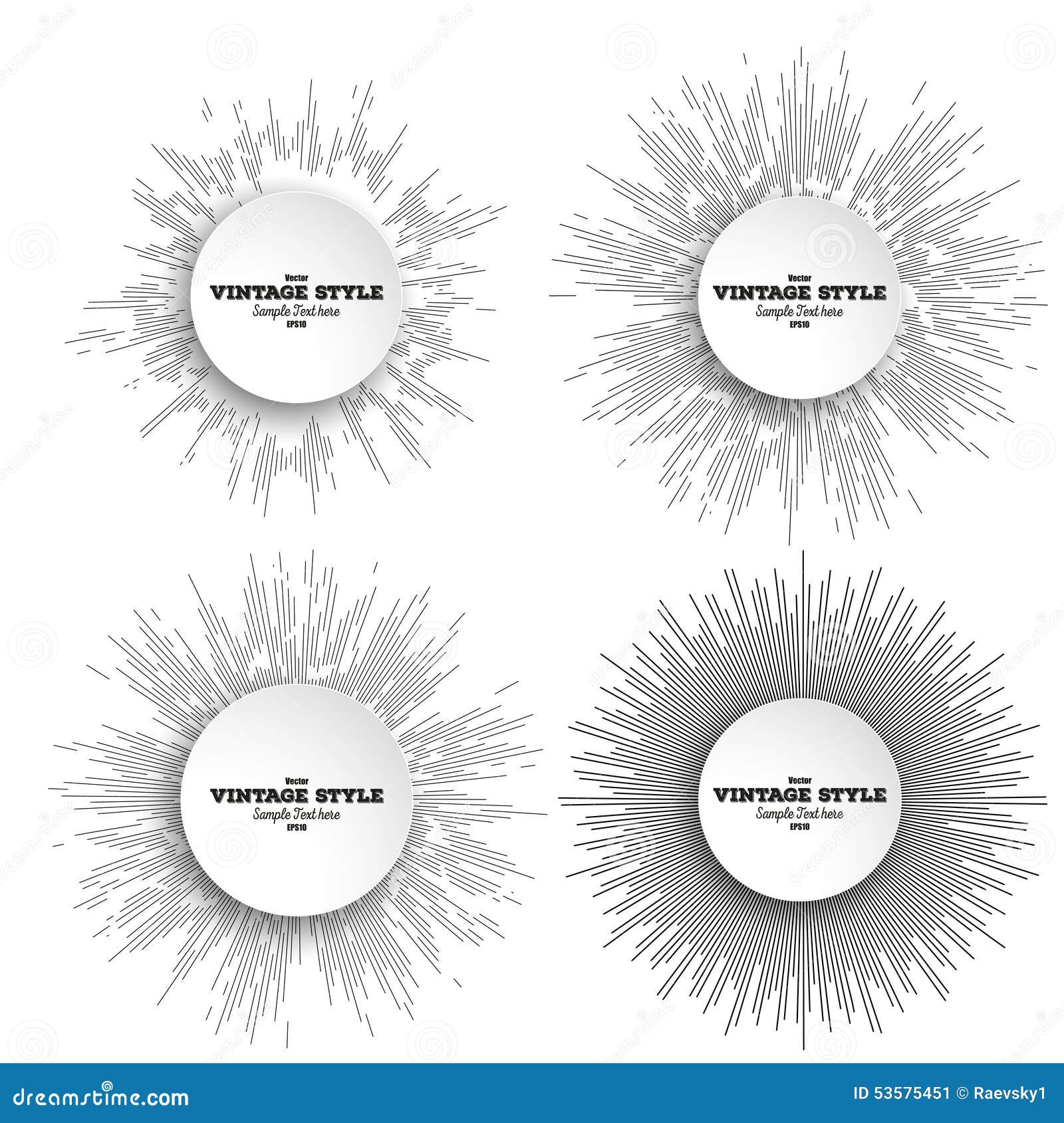 Set of Vintage Style Star Burst, Retro Elements Stock Vector ...