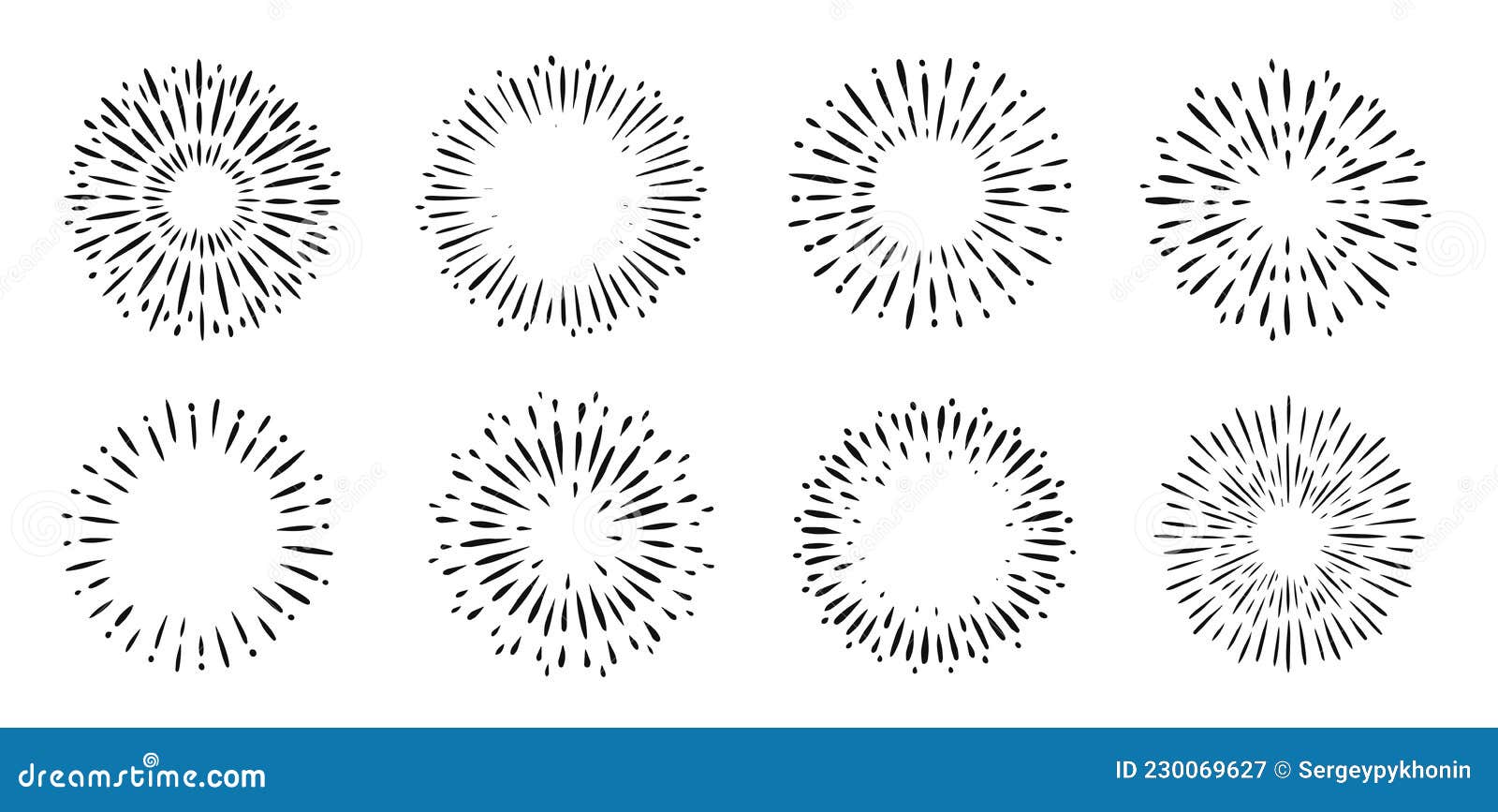 Set of Vintage Sunburst. Light Rays Design Template Graphic Elements ...