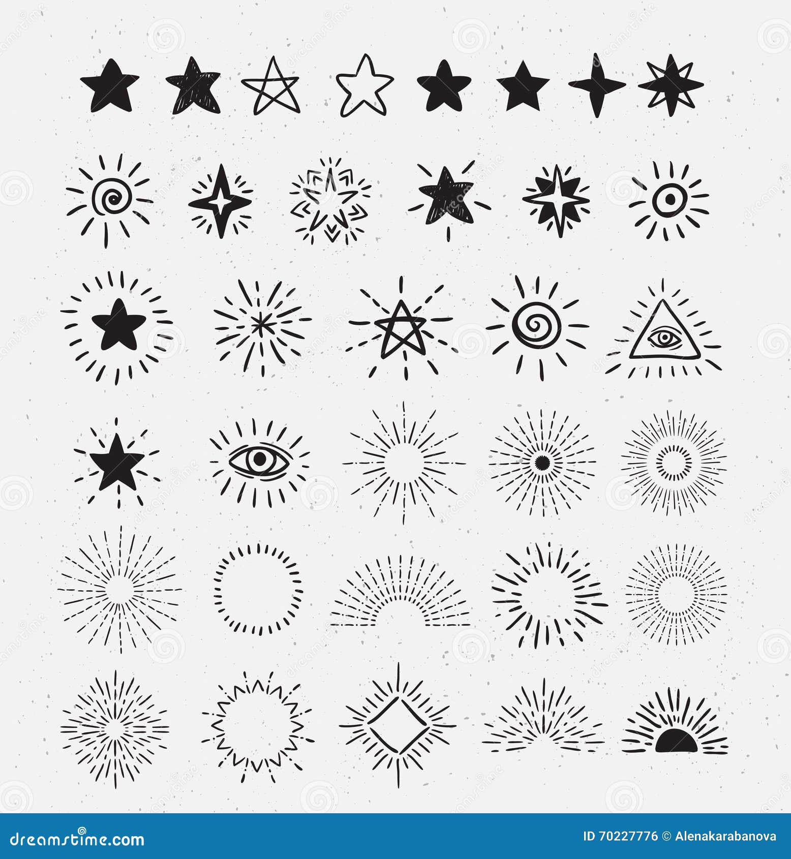 Stars Hand Drawn Vector. Set Of Stars In Different Design On White ...