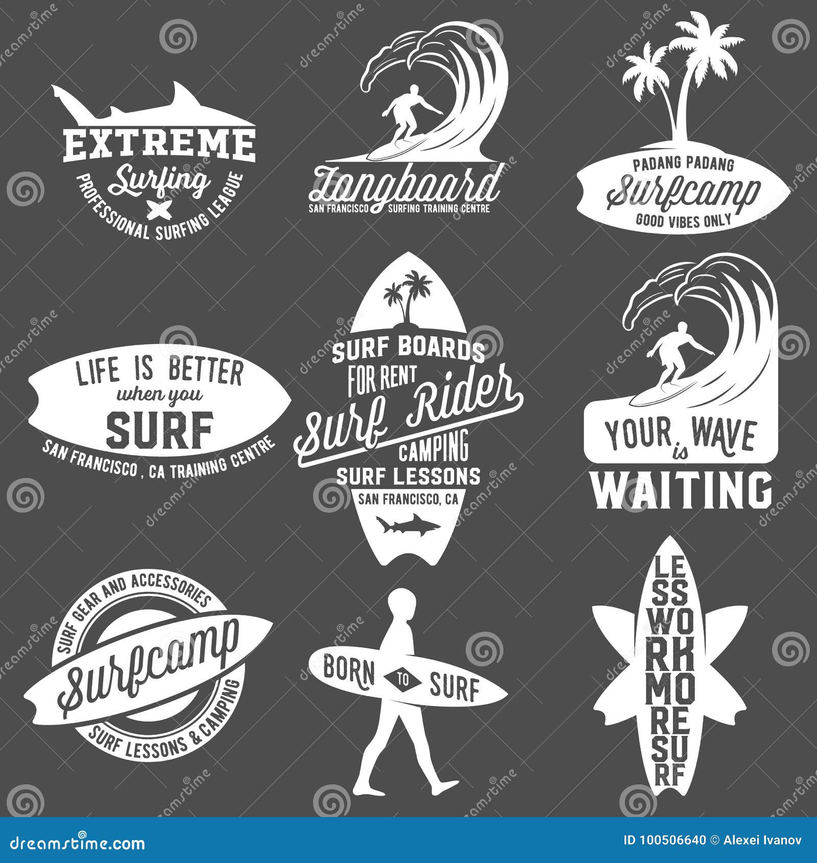 Set of Vintage Surfing Labels, Badges and Emblems Stock Vector ...