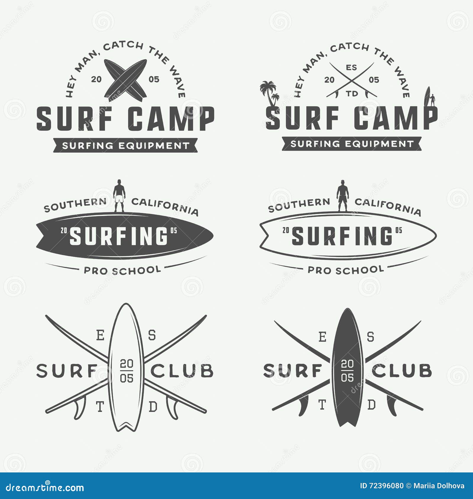 Set of Vintage Surfing Logos, Emblems, Badges, Labels Stock Vector ...