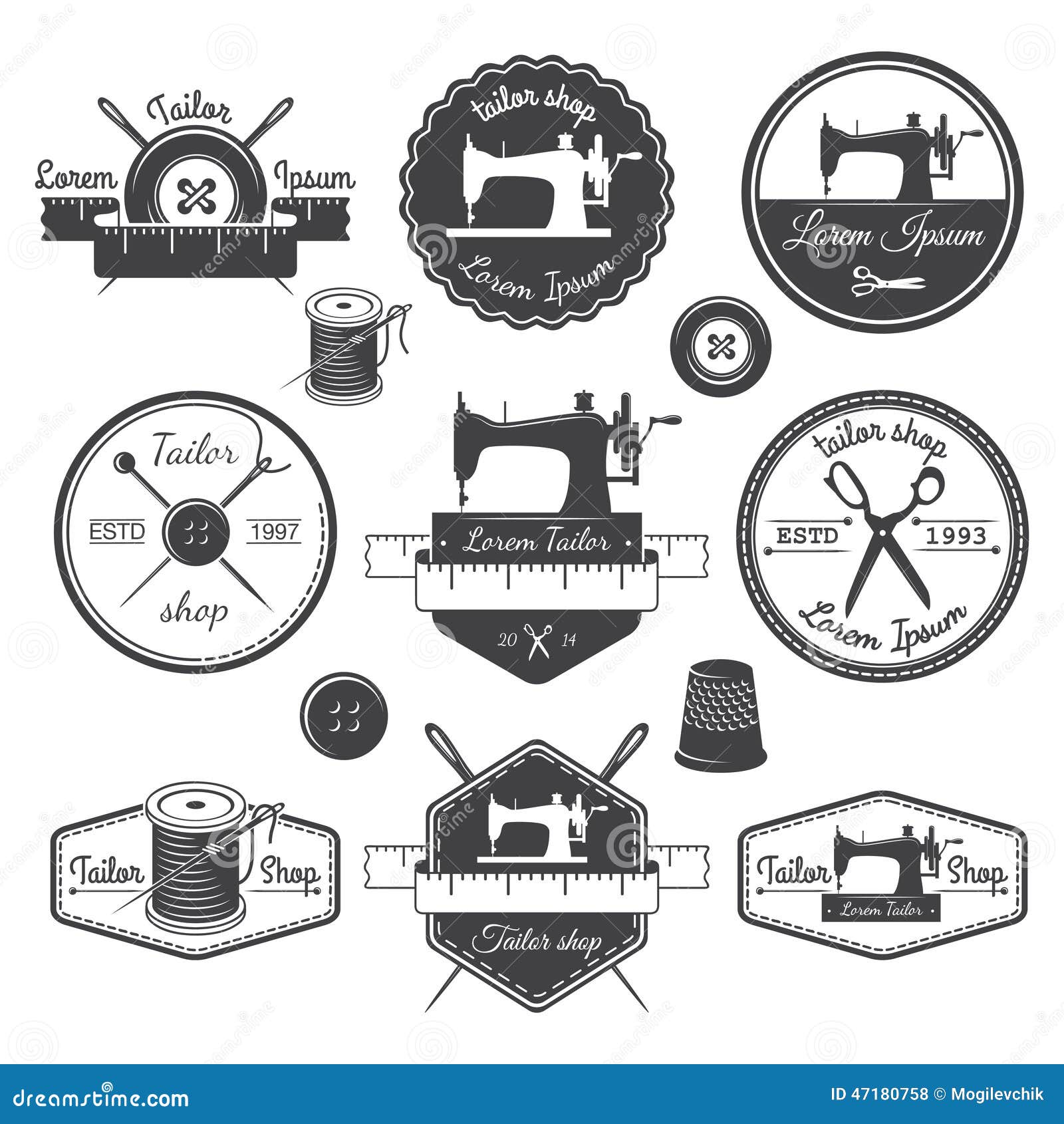 Set of Vintage Tailor Labels, Emblems and Designed Elements. Tailor ...