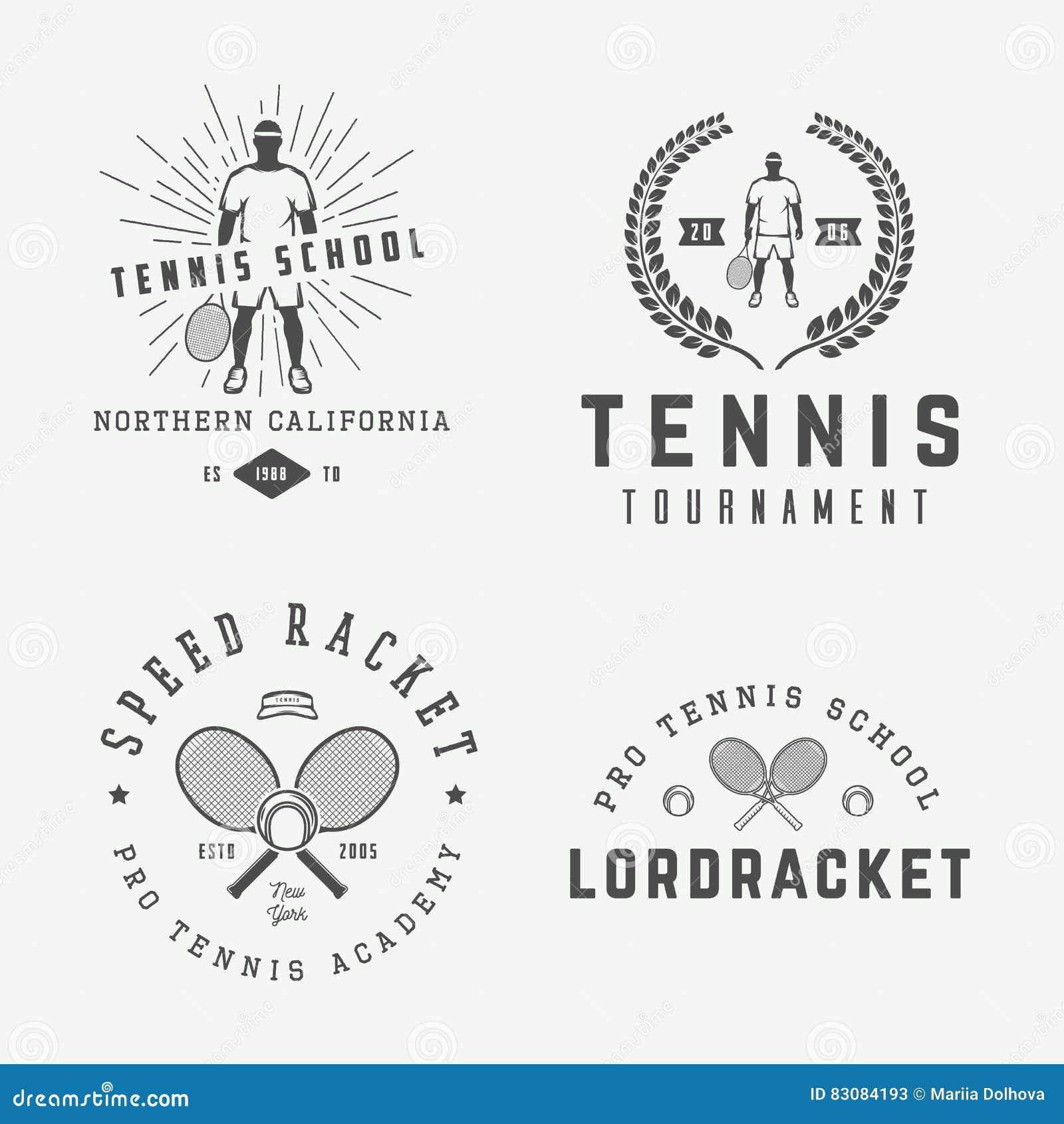 Set of Vintage Tennis Logos, Emblems, Badges, Labels Stock Vector ...